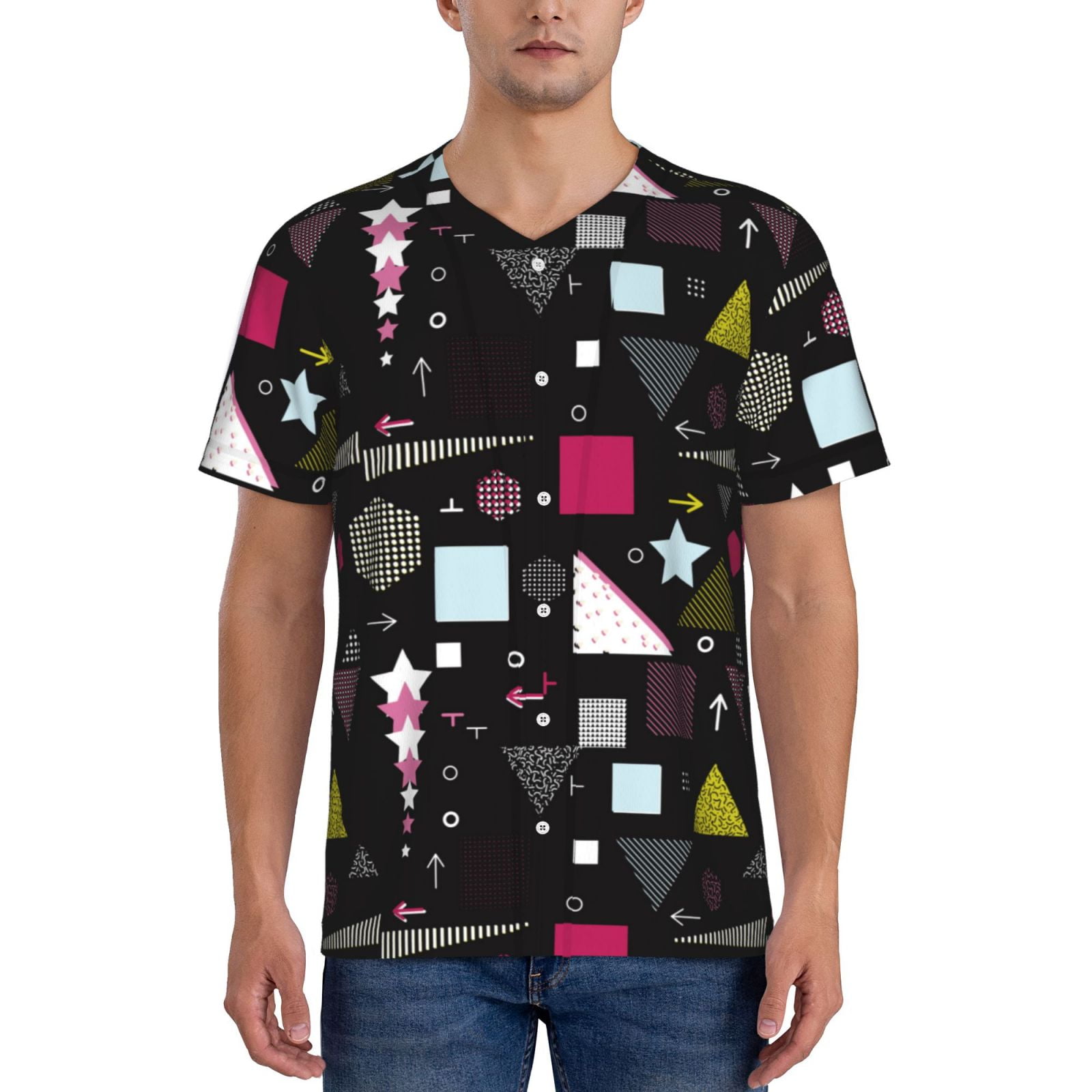 Picia Colorful Geometry Pattern Mens Polo Shirts Quick Dry Short Sleeve ...