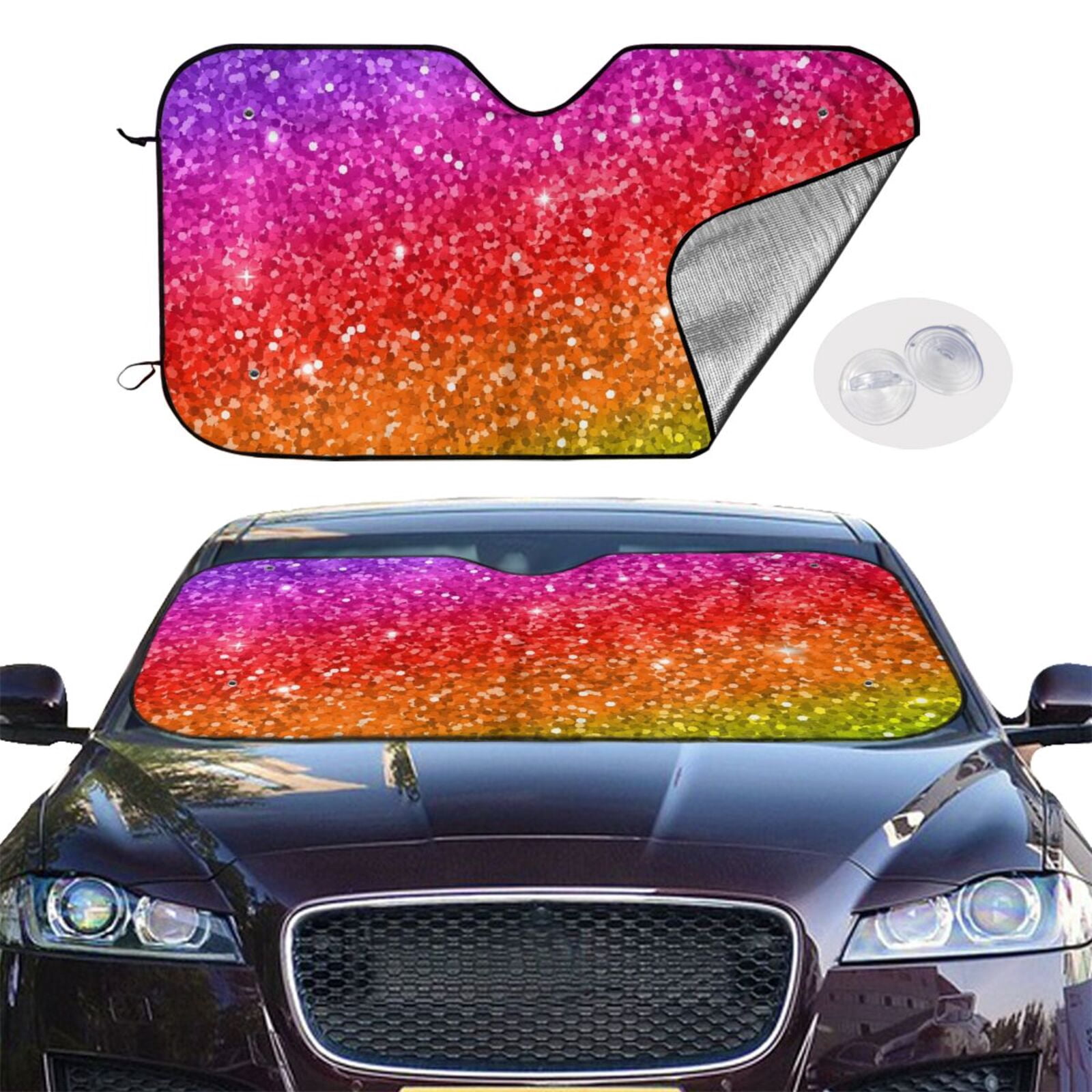 Picia Colorful Glitter Curved Windshield Sunshade Accordion Folding ...