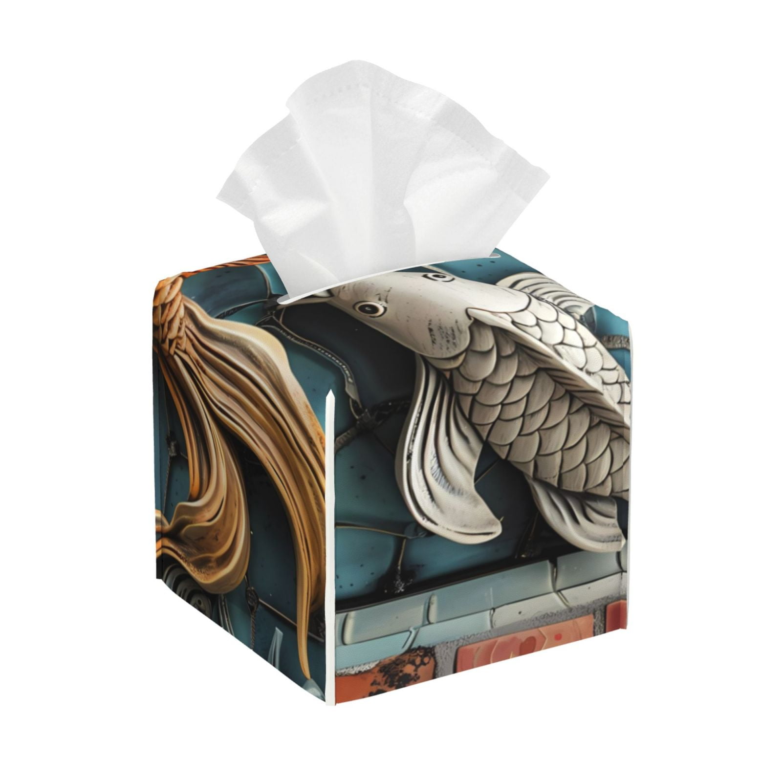 Picia Colorful Koi Fish Art Pattern Tissue Box Cover,PVC Leather Square ...