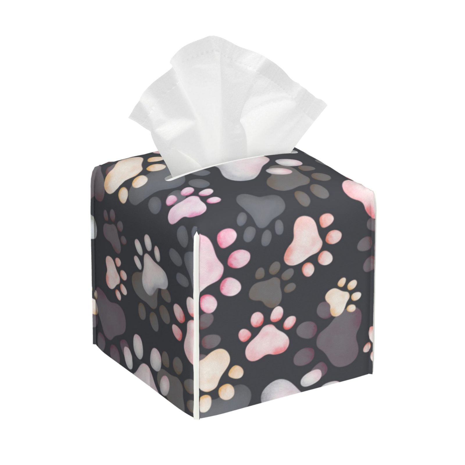 Picia Colorful Paws Of Dog Pattern Tissue Box Cover,PVC Leather Square Holder,Tissue Box Holder ...