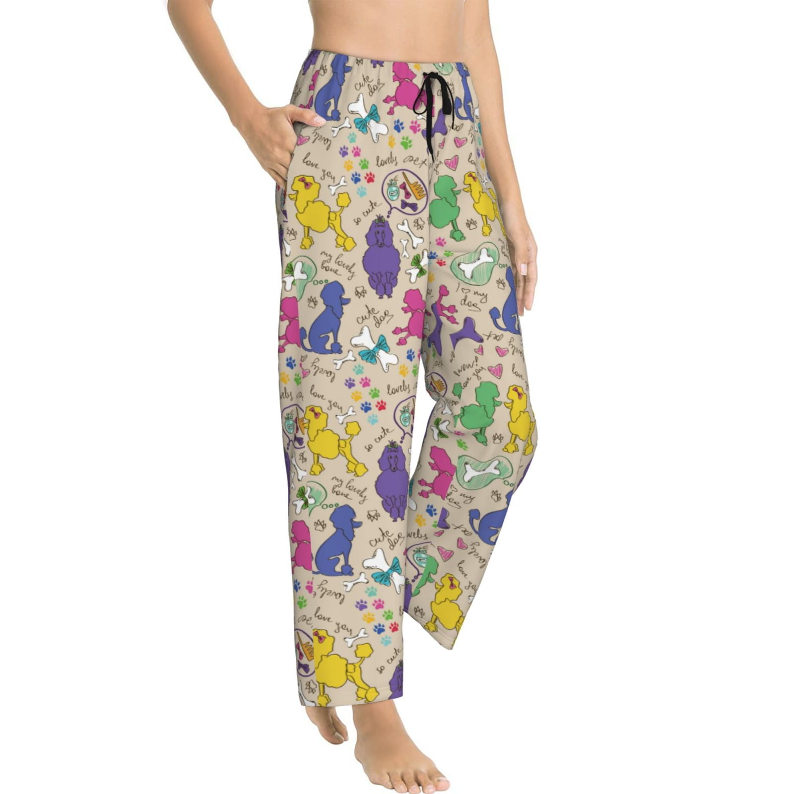 Picia Colorful Poodle Dog Womens Soft Woven Cotton Elastic Waistband ...