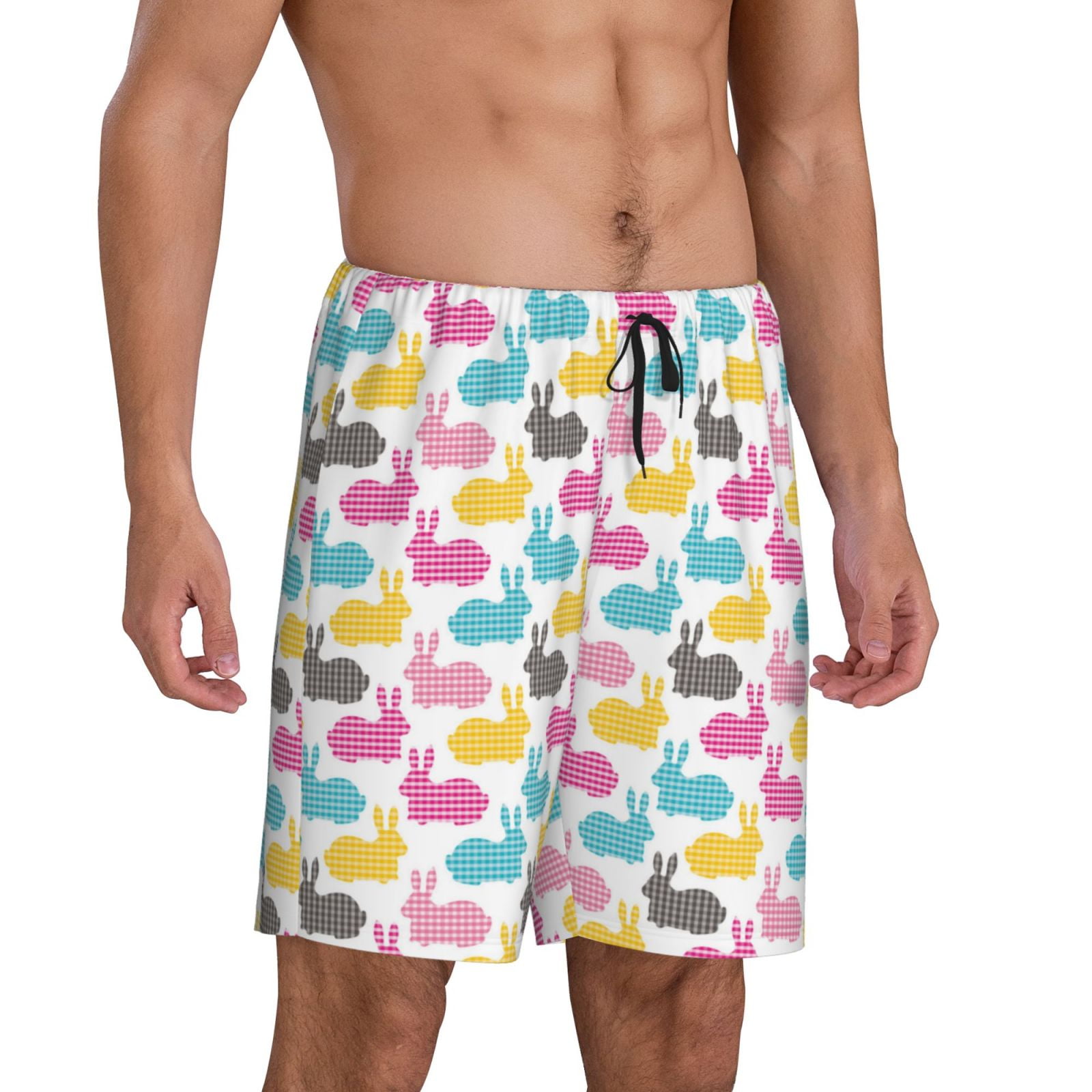 Picia Colorful Rabbit Pajama Shorts for Men, Men's Pajama Bottoms ...