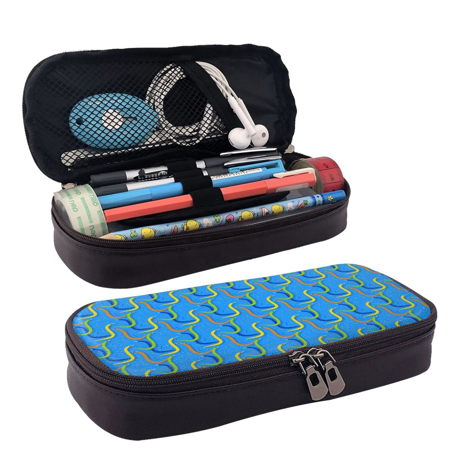 Picia Colorful Snake Pattern Large Capacity PU Leather Pencil Case ...