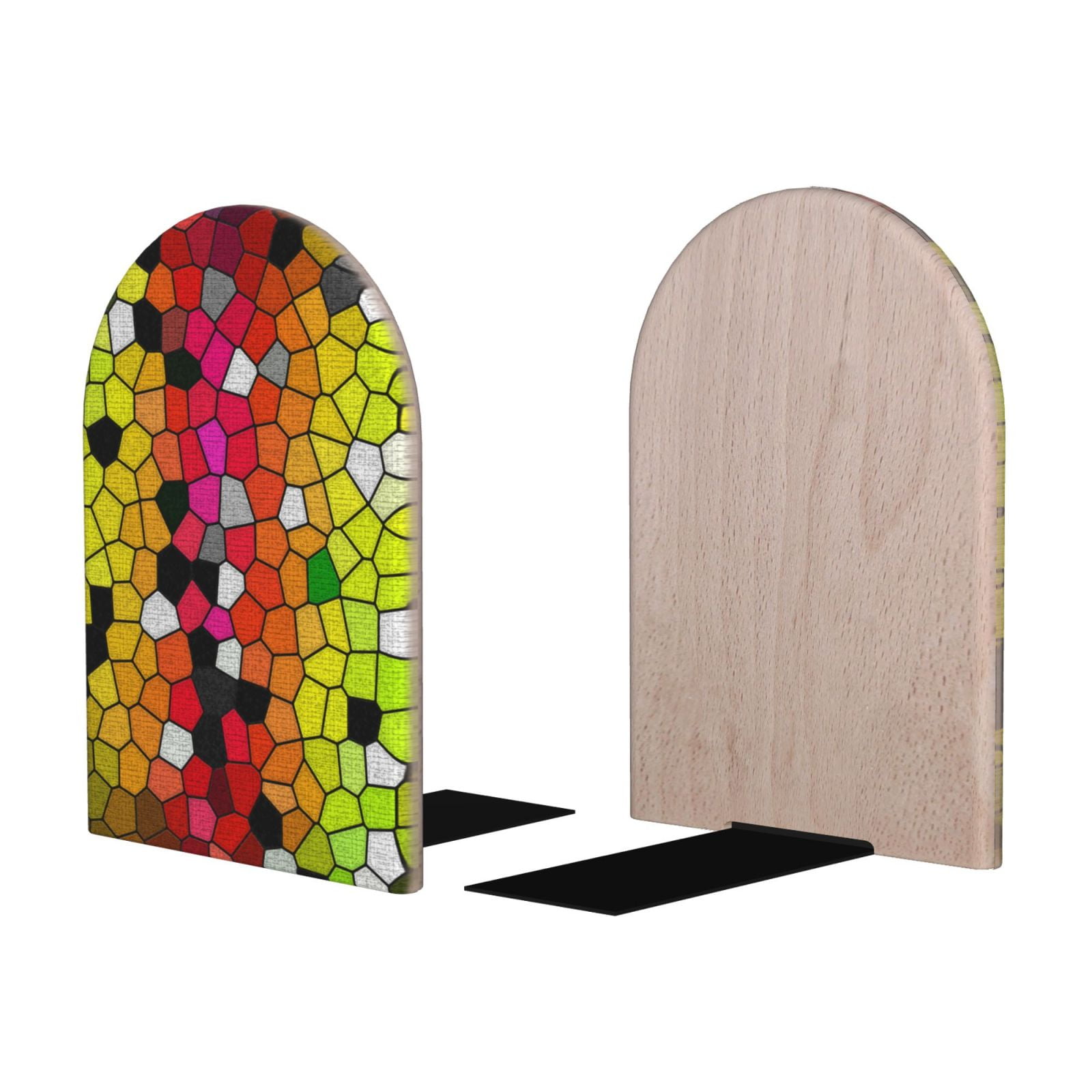 Picia Colorful Tie Dye Stained Glass 1 Pattern Wood Bookends for ...