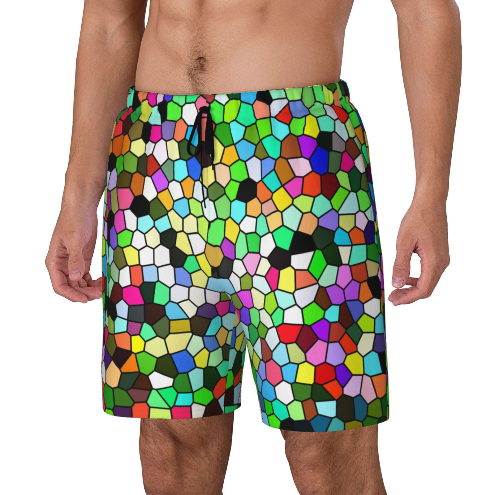 Picia Colorful Tie Dye Stained Glass pattern Mens Swim Trunks with ...
