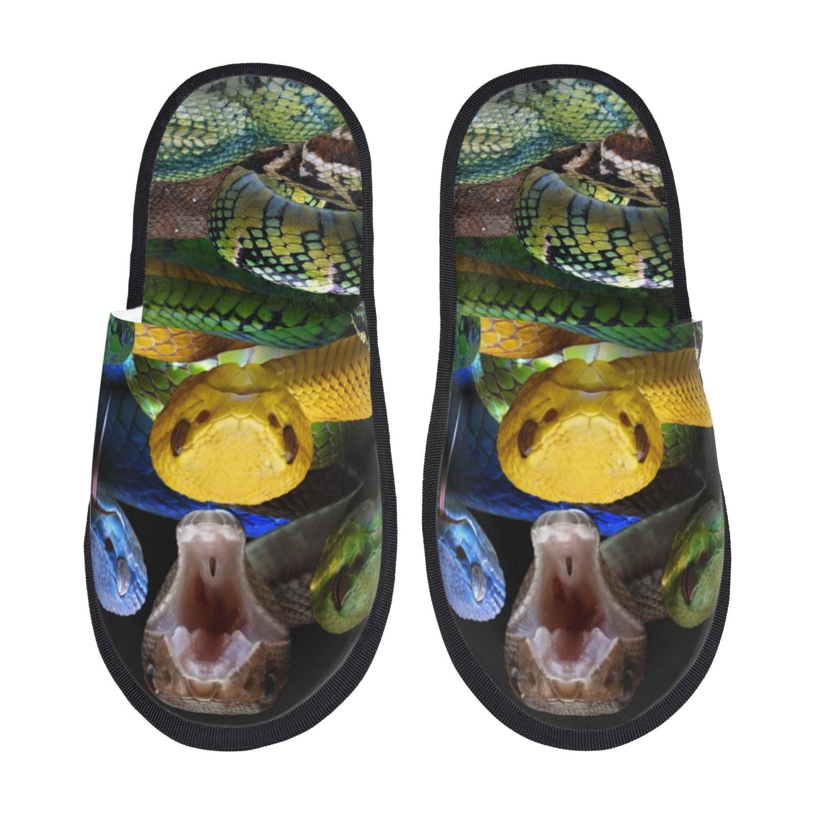 Picia Colorful Viper Snake Print Women's Fuzzy Fluffy House Slippers ...