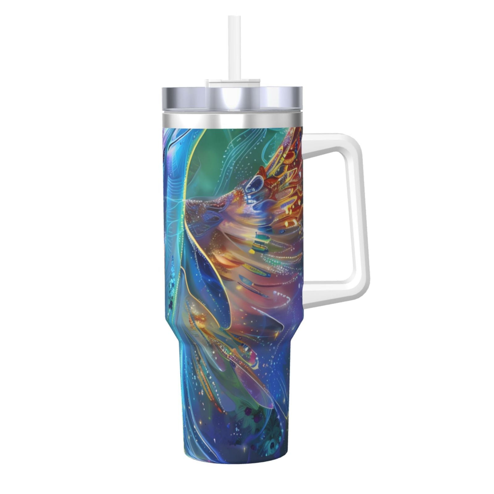 Picia Colorful Winged Dolphin Pattern 40oz Ice Bully Insulated Tumbler ...