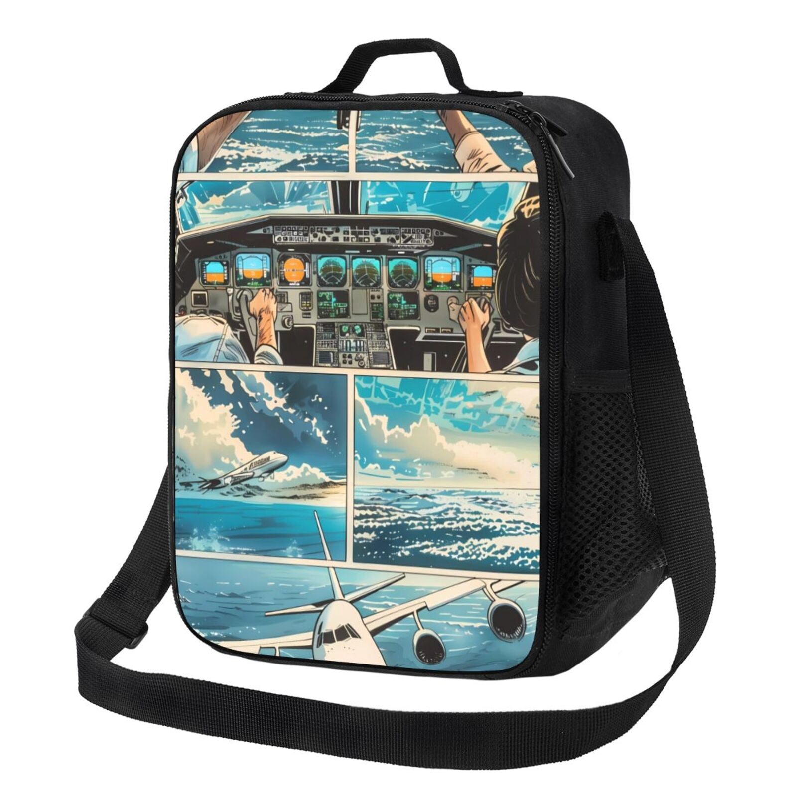 Picia Comic Airplane Cockpit Illustration Lunch box Lunch bag for men ...