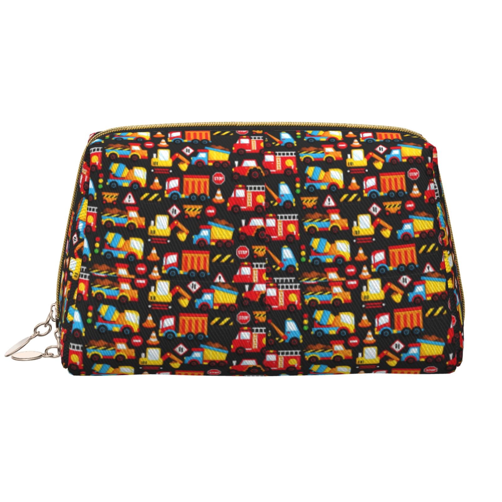 Picia Construction Truck Print Leather Makeup Bag Make Up Bag Travel ...