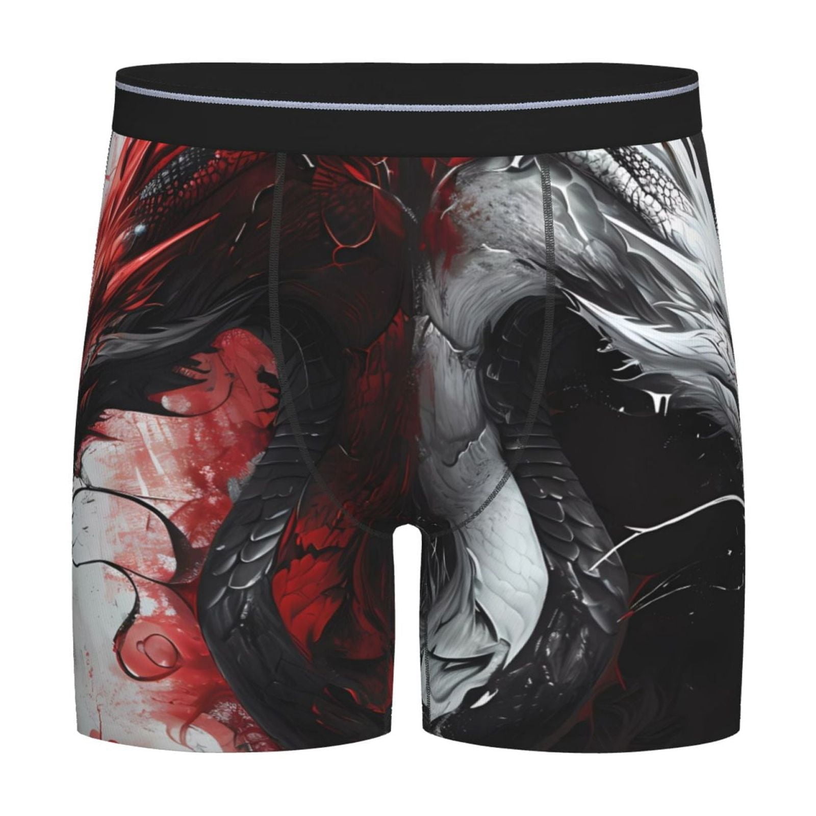 Picia Cool Black And White Dragon Pattern Men's Athletic Long Leg ...