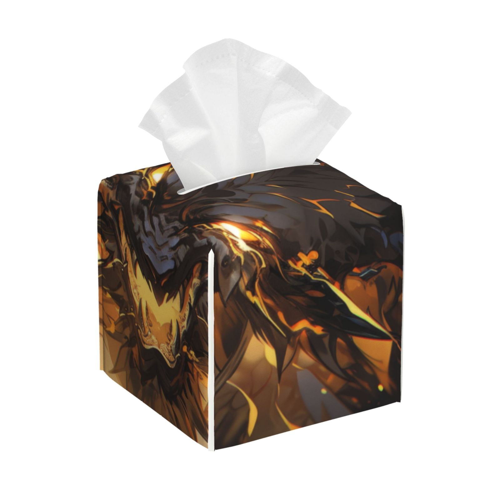 Picia Cool Black Gold Dragon Pattern Tissue Box Cover,PVC Leather ...