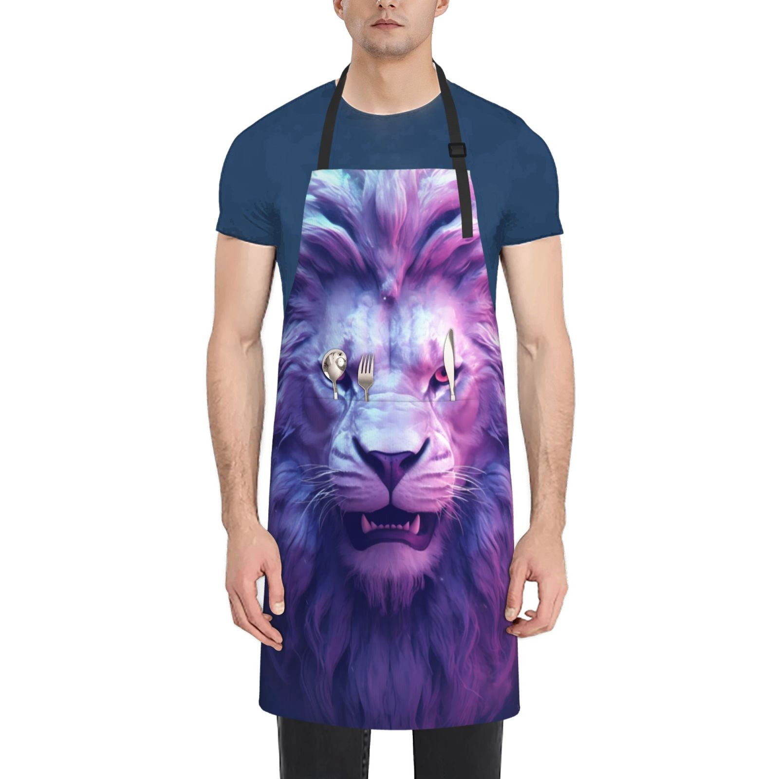 Picia Cool Lion Head Waterproof Apron for Unisex Adult - Adjustable Bib ...