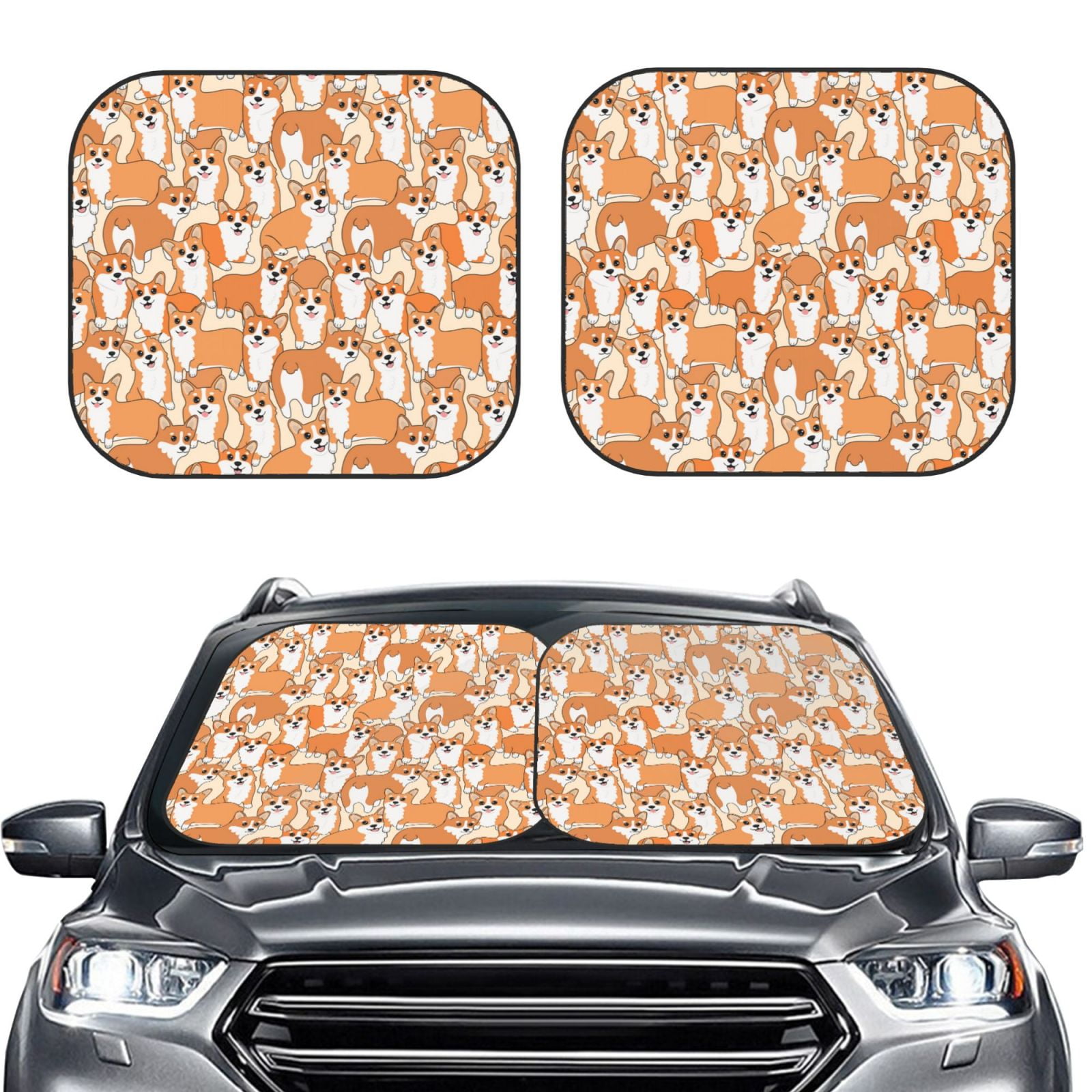Picia Corgi Animal 2 Piece Car Windshield Sun Shade Foldable | Foldable ...