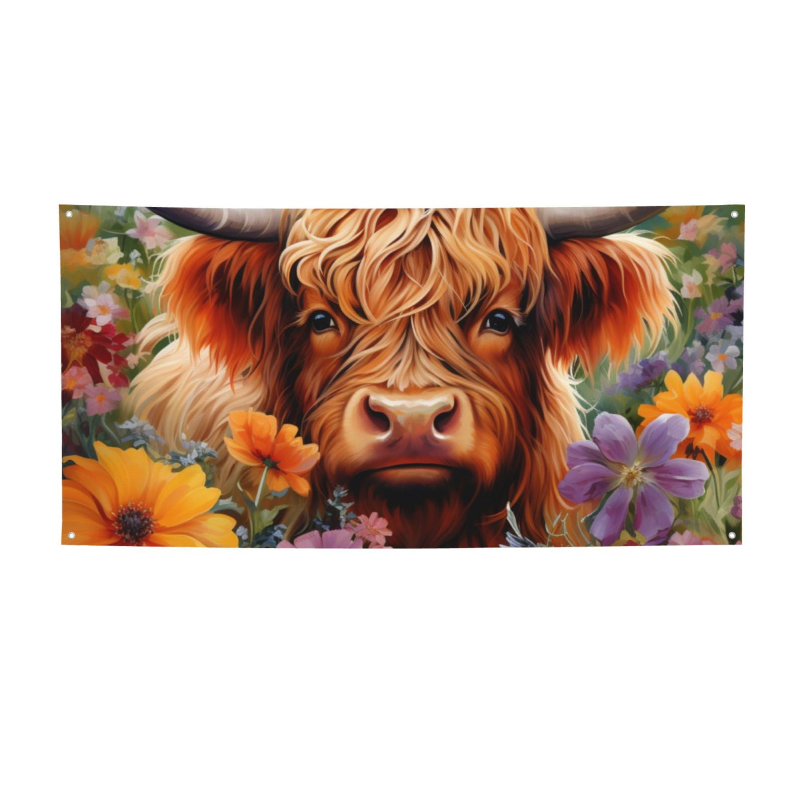 Picia Countryside Colorful Floral Cow Pattern Party Banner, Festive ...