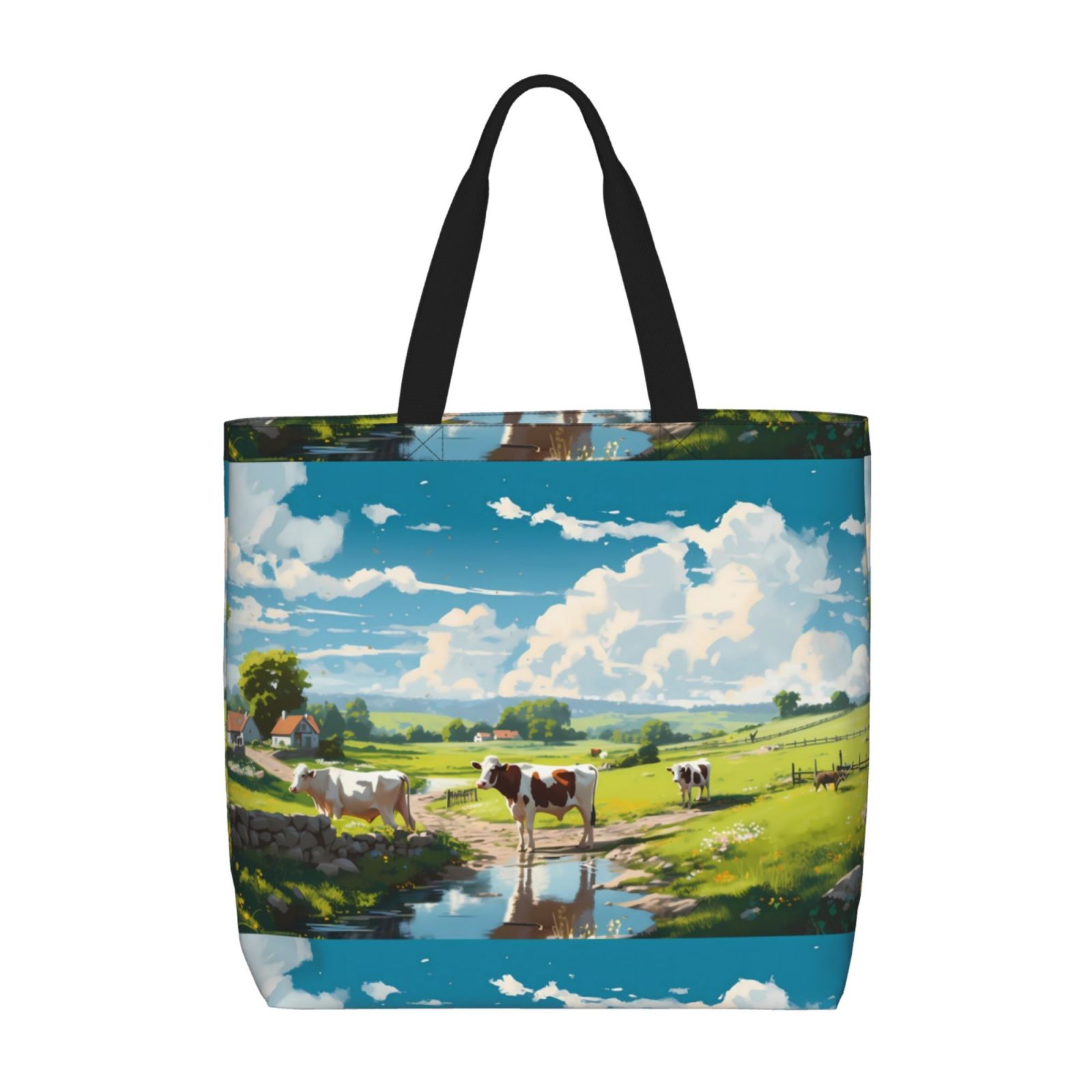 Picia Countryside Farm Cow for Tote Bag for Women with Zipper, Gym Tote ...