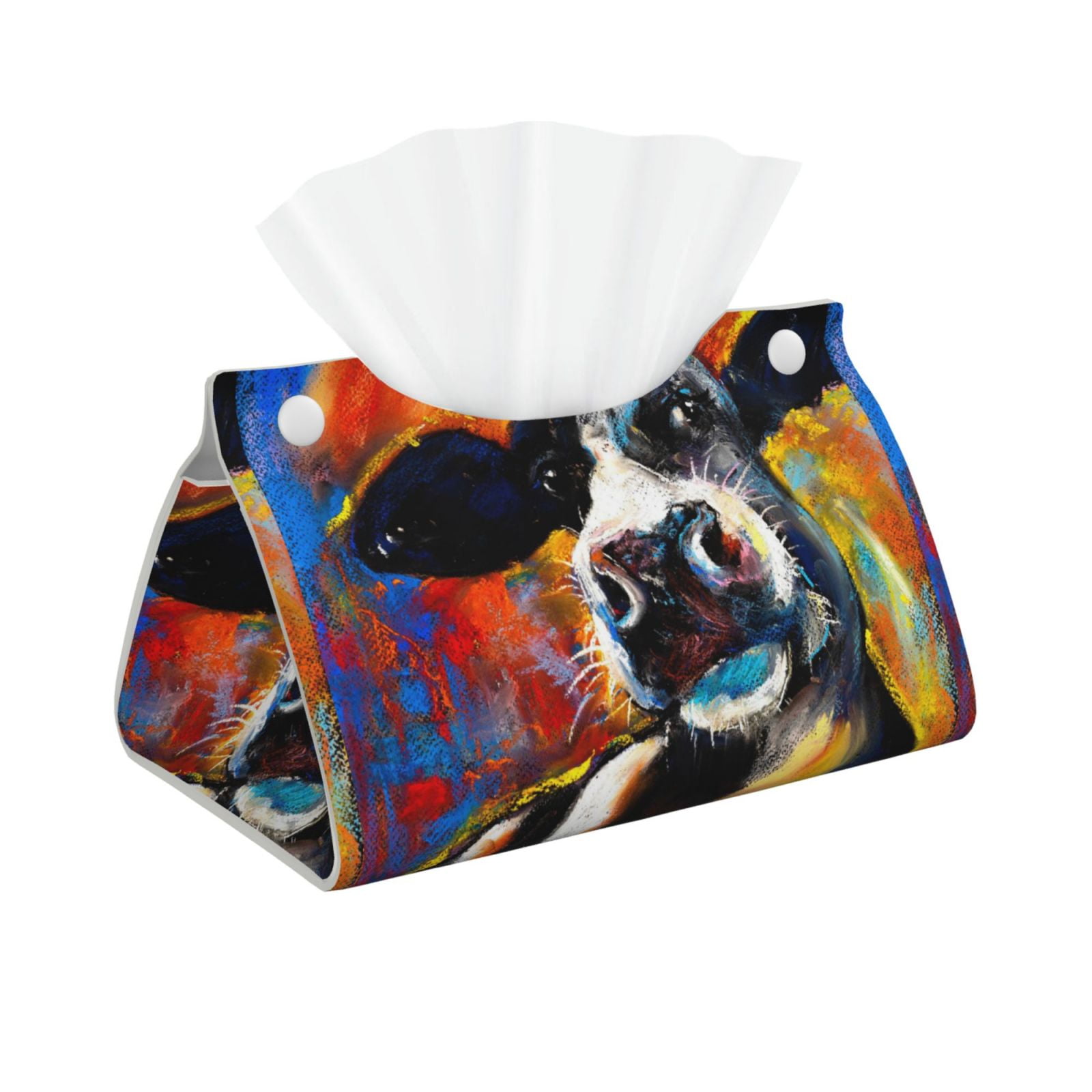 Picia Cow Pattern Long Tissue Box Cover,PVC Leather Triangle Holder ...