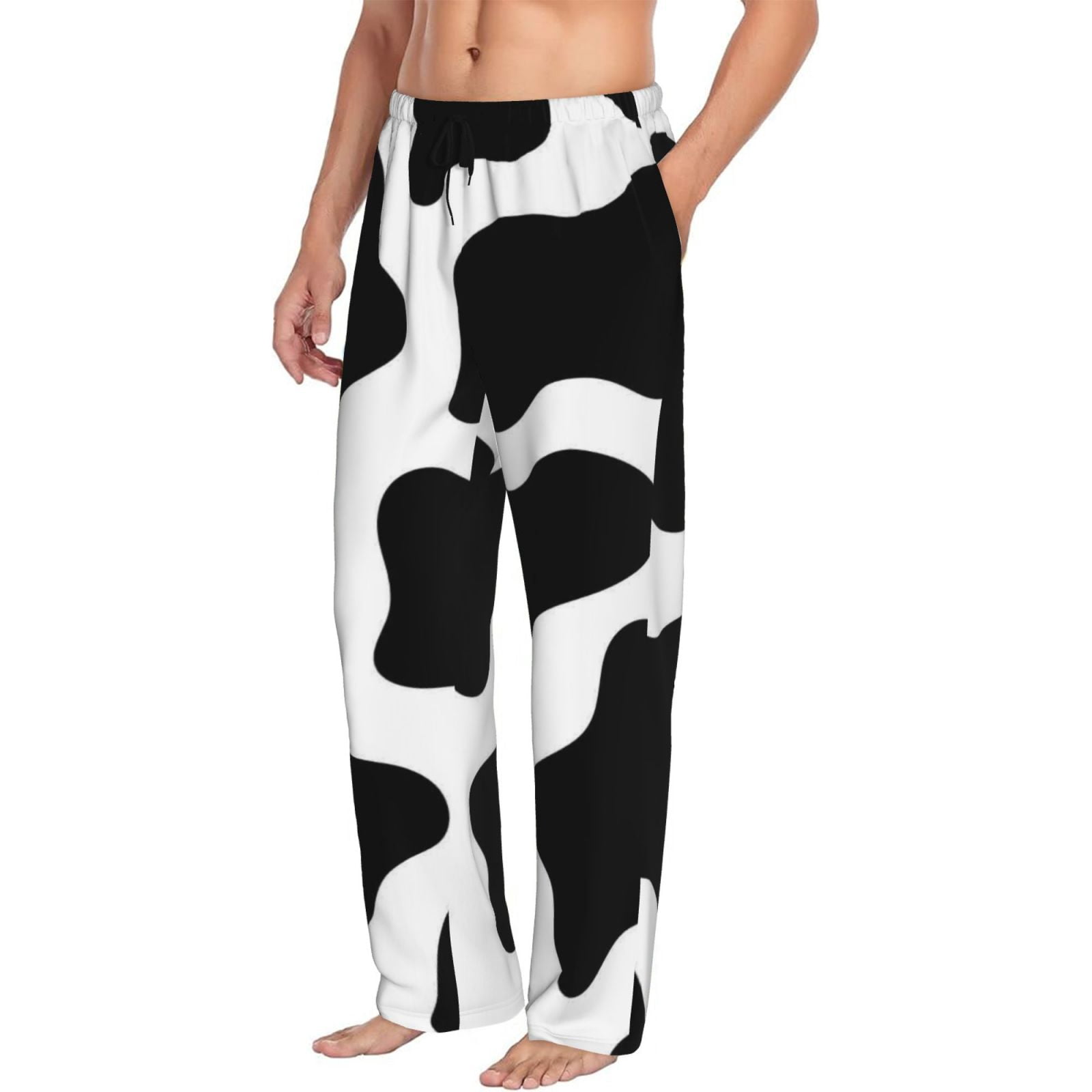 Picia Cow Print Black White Mens Soft Woven Cotton Elastic Waistband ...