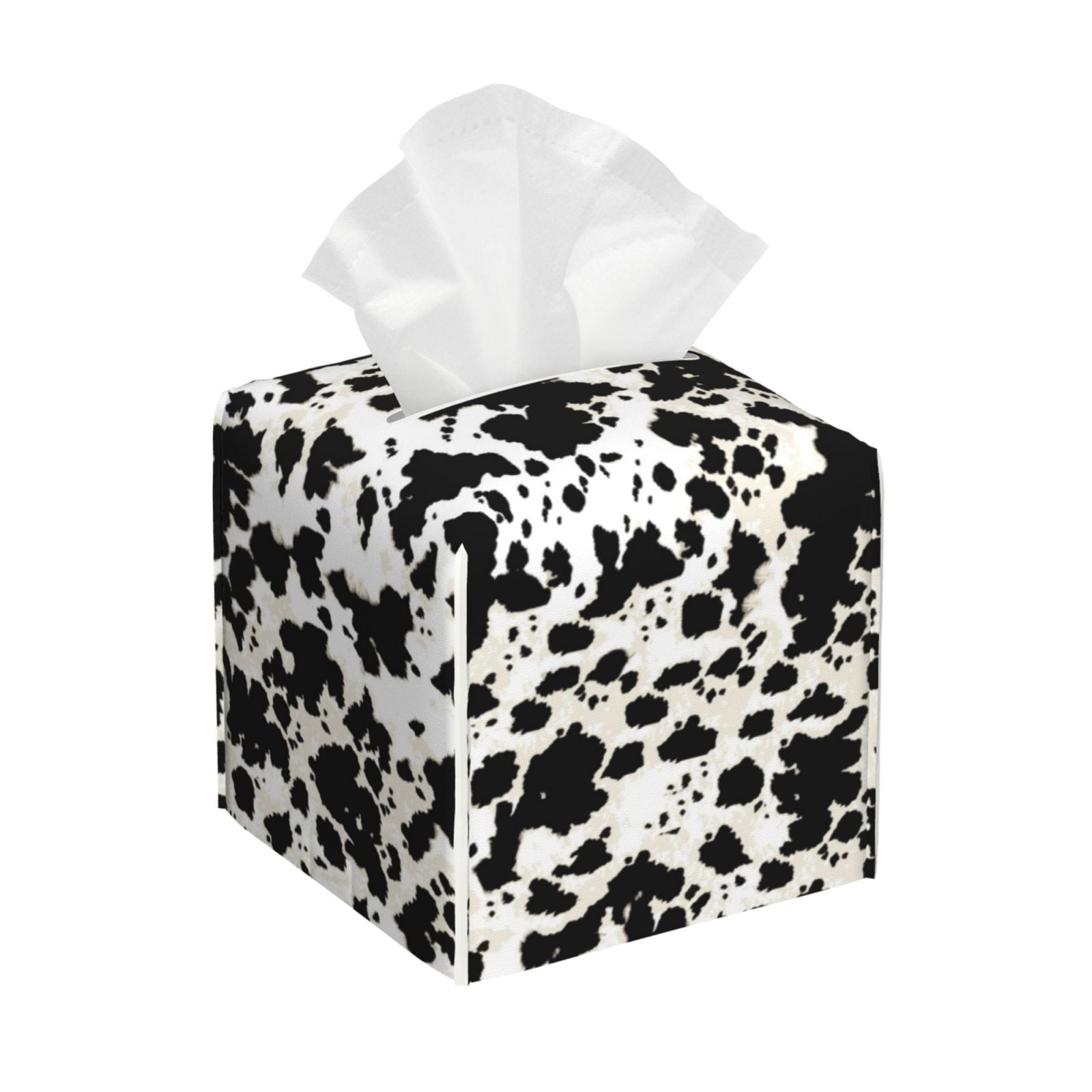 Picia Cow Skin 1 Pattern Tissue Box Cover,PVC Leather Square Holder ...