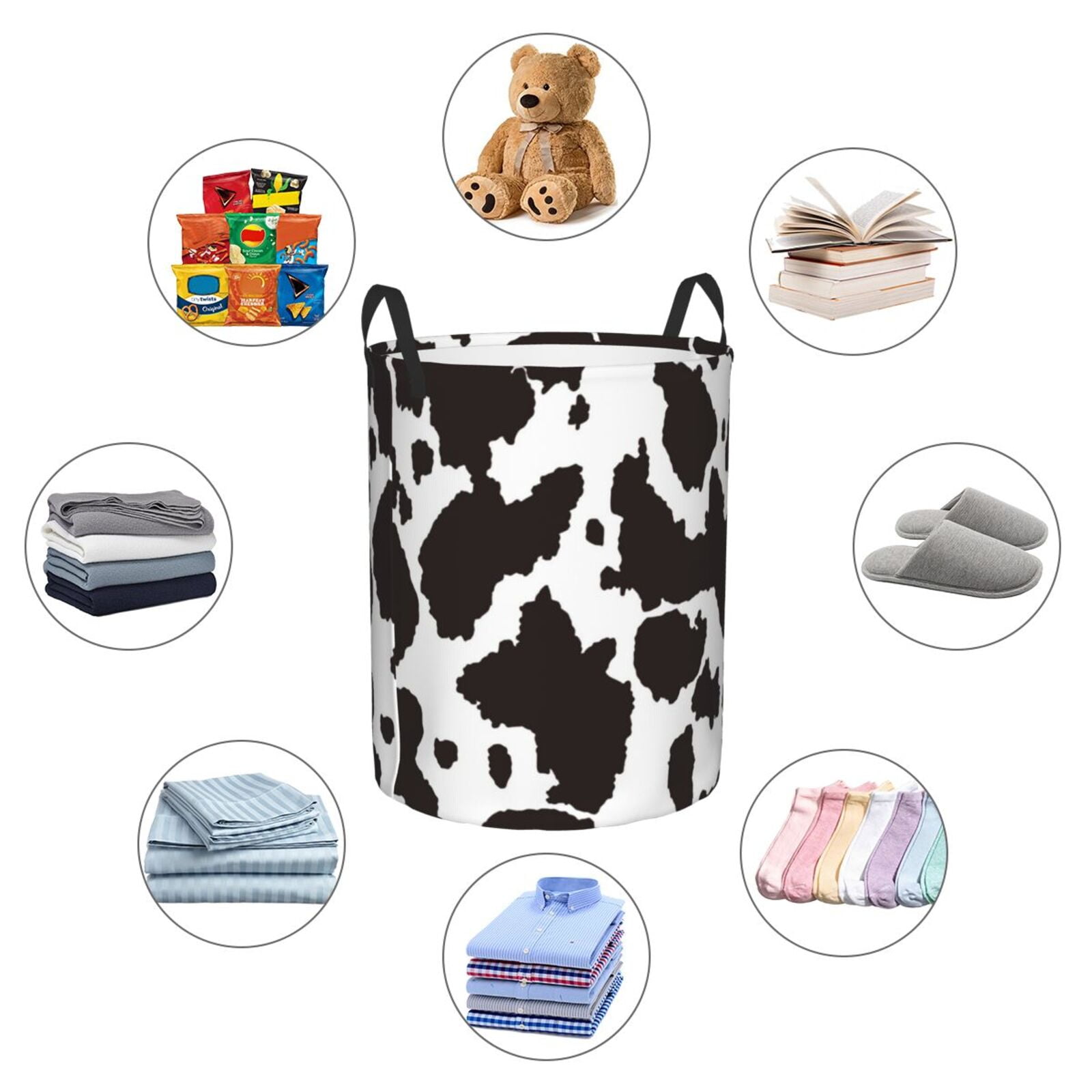 Picia Cow Skin 2 Large Laundry Basket, Waterproof, Freestanding Laundry ...