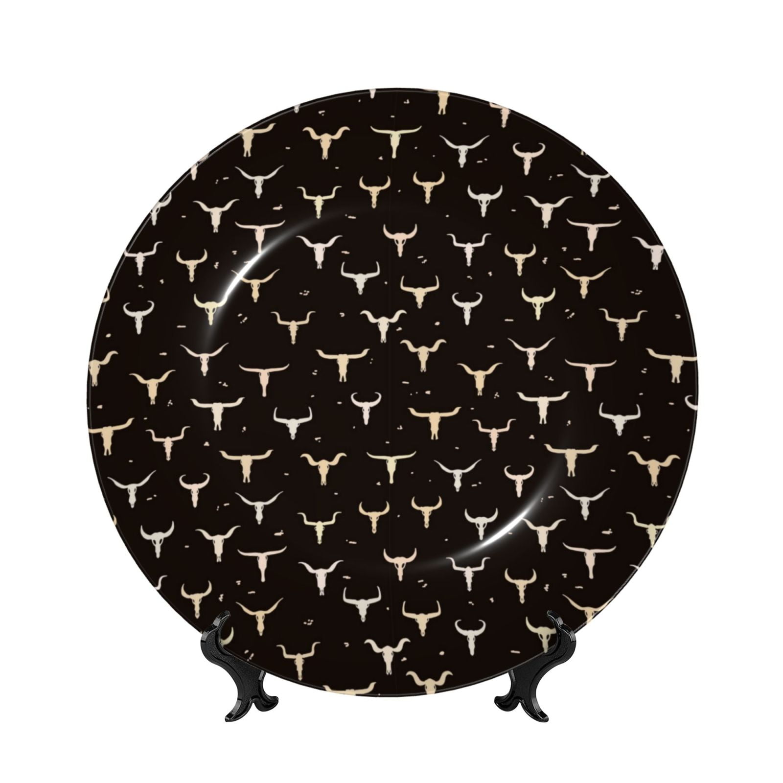 Picia Cow Skulls Pattern Bone China Decorative Plate – Wall Decor with ...