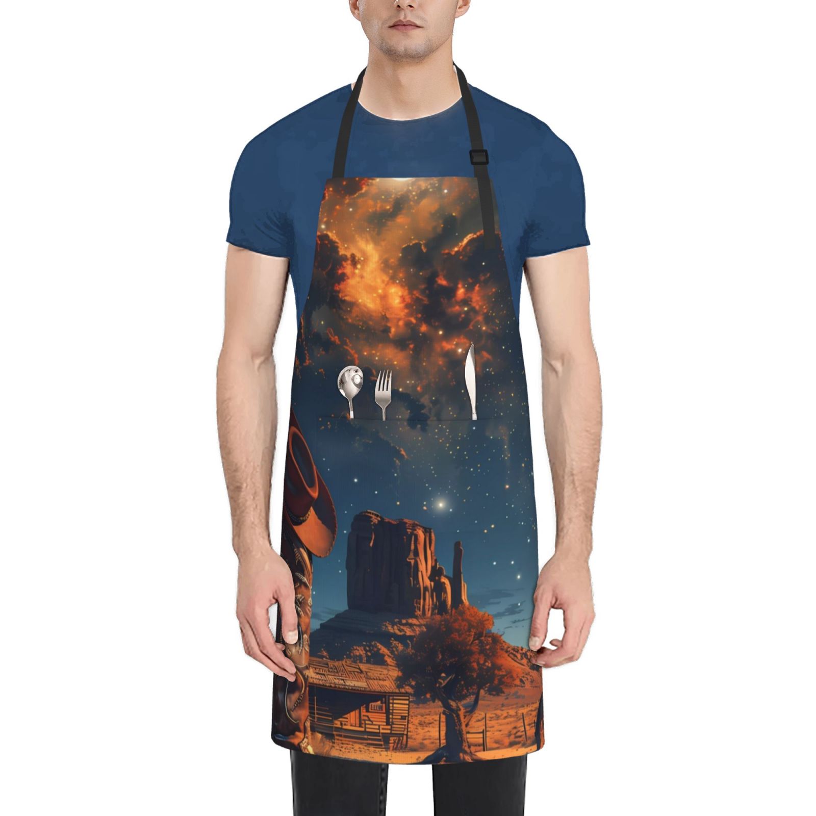 Picia Cowboy Boots Under Starry Sky Waterproof Apron for Unisex Adult ...