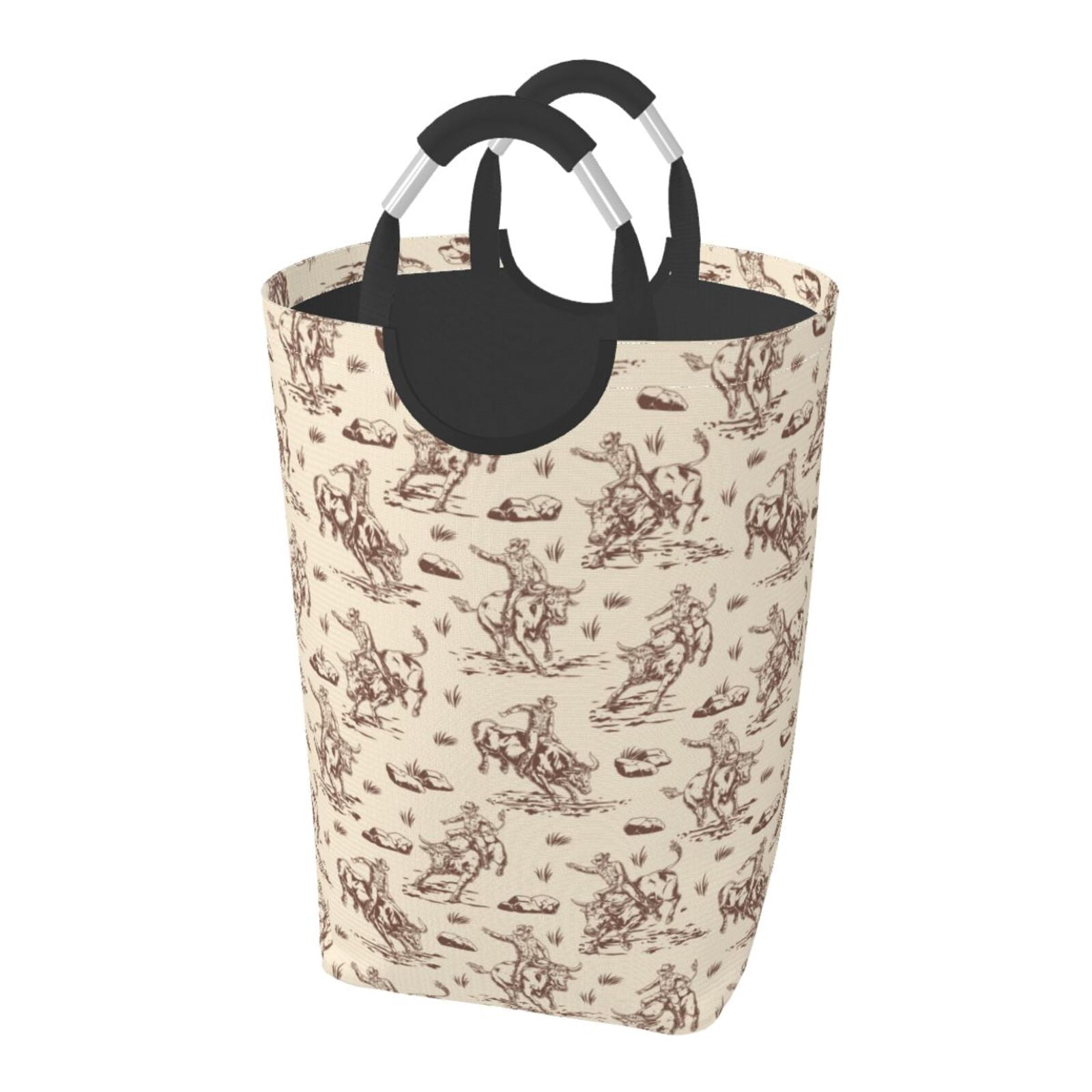 Picia Cowboy Sitting On Cow Back Laundry Basket With Handles Laundry ...