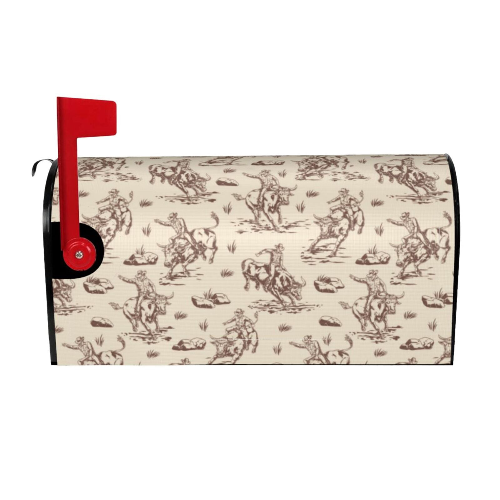 Picia Cowboy Sitting On Cow Back Magnetic Mailbox Cover Standard Size ...