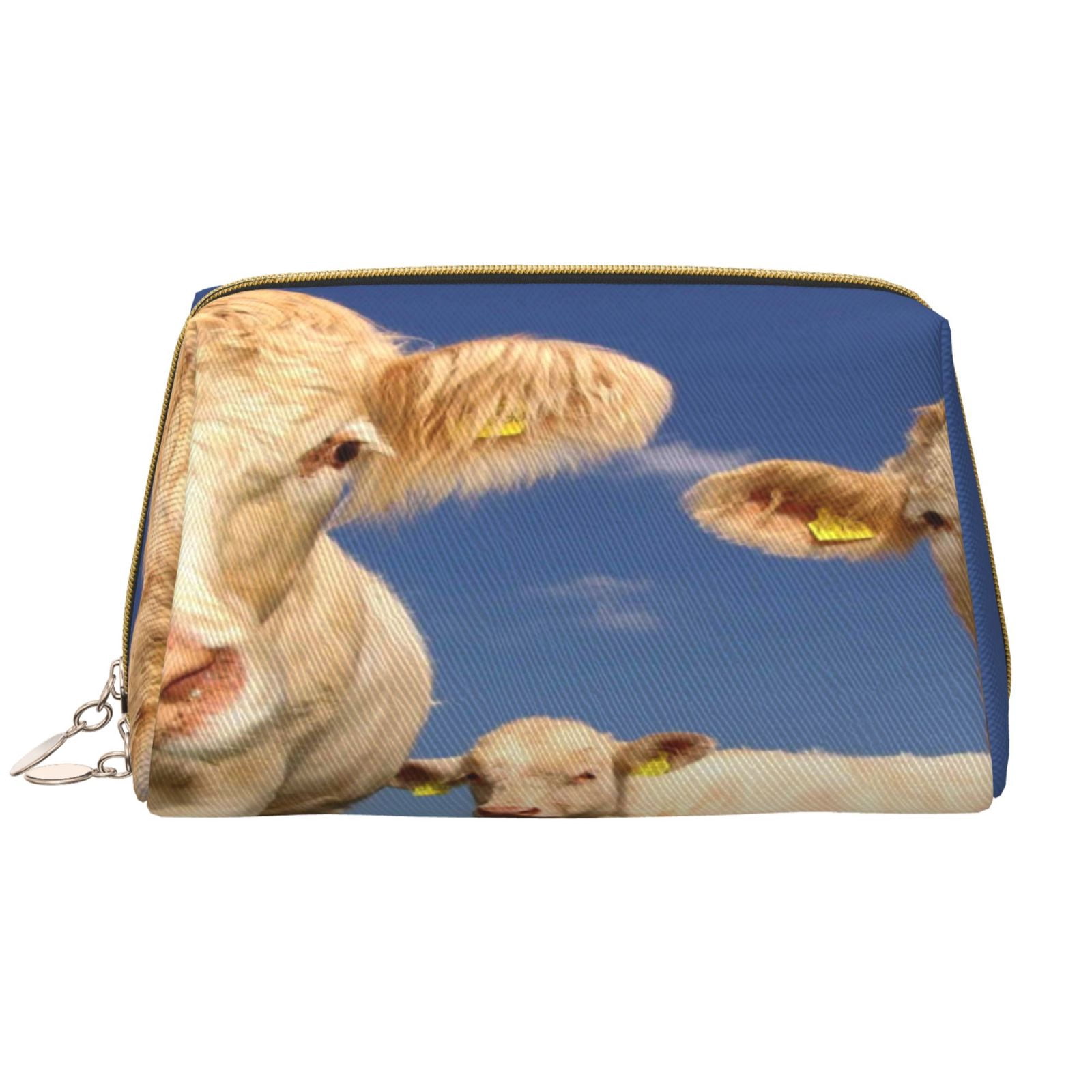 Picia Cows Cattles Print Leather Makeup Bag Make Up Bag Travel Toiletry ...