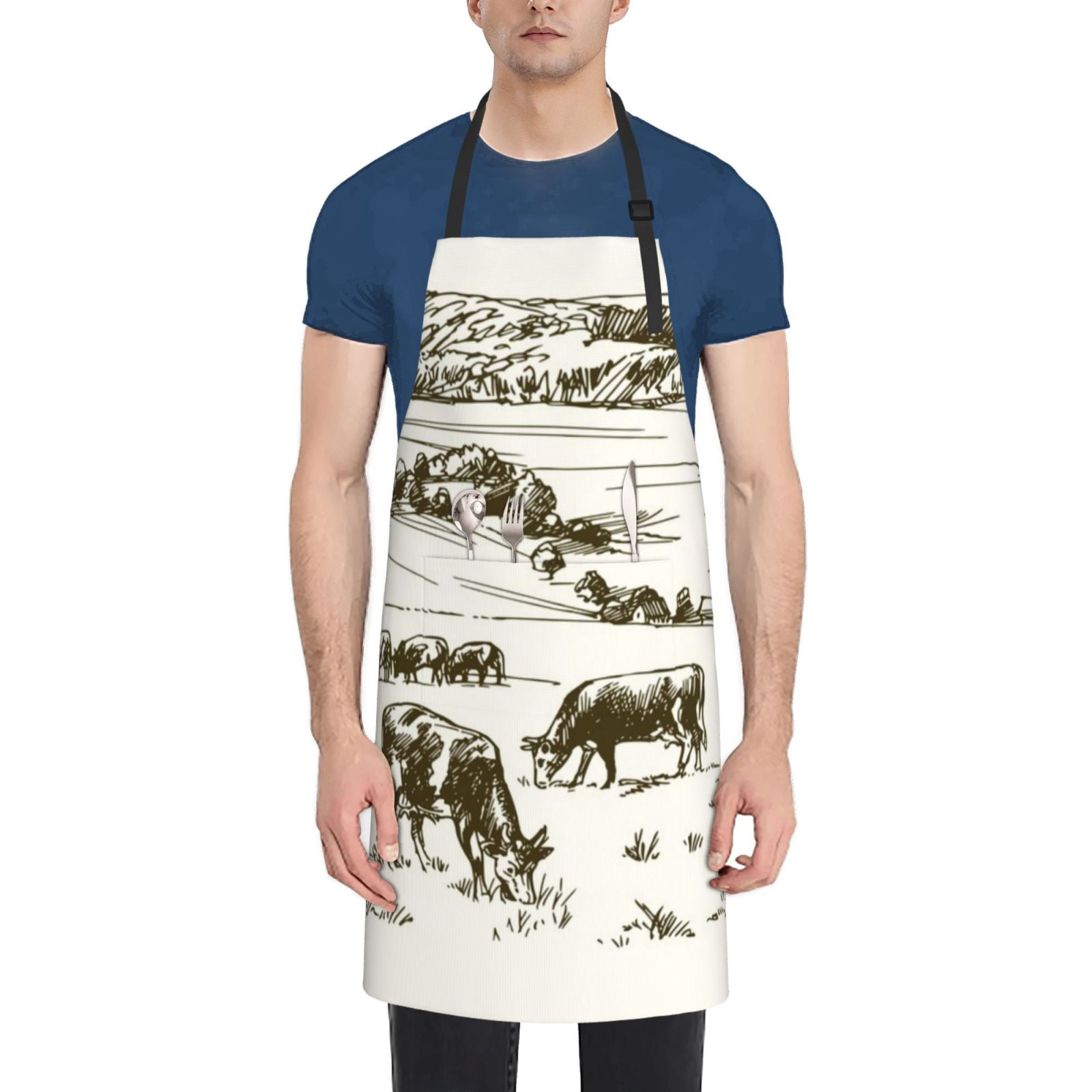 Picia Cows Grazing On The Meadow 1 Waterproof Apron for Unisex Adult ...