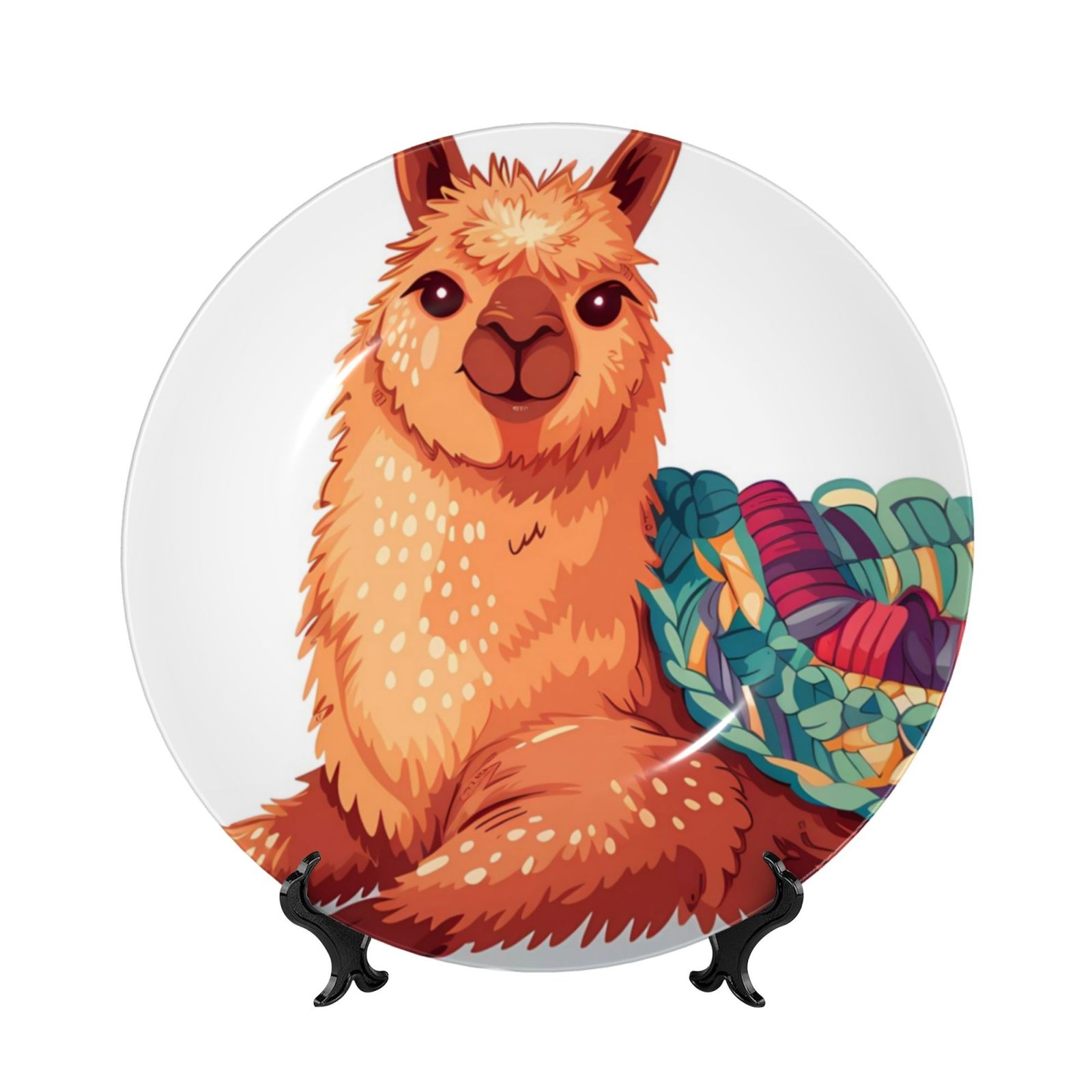 Picia Cozy Knitting Llama Pattern Bone China Decorative Plate – Wall ...