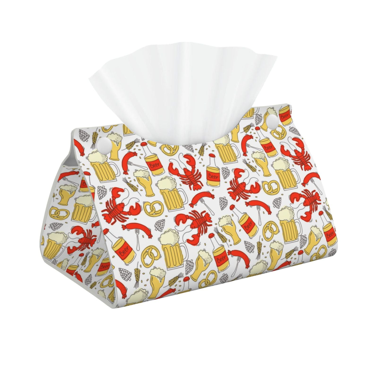 Picia Crabs And Beer Pattern Long Tissue Box Cover,PVC Leather Triangle ...