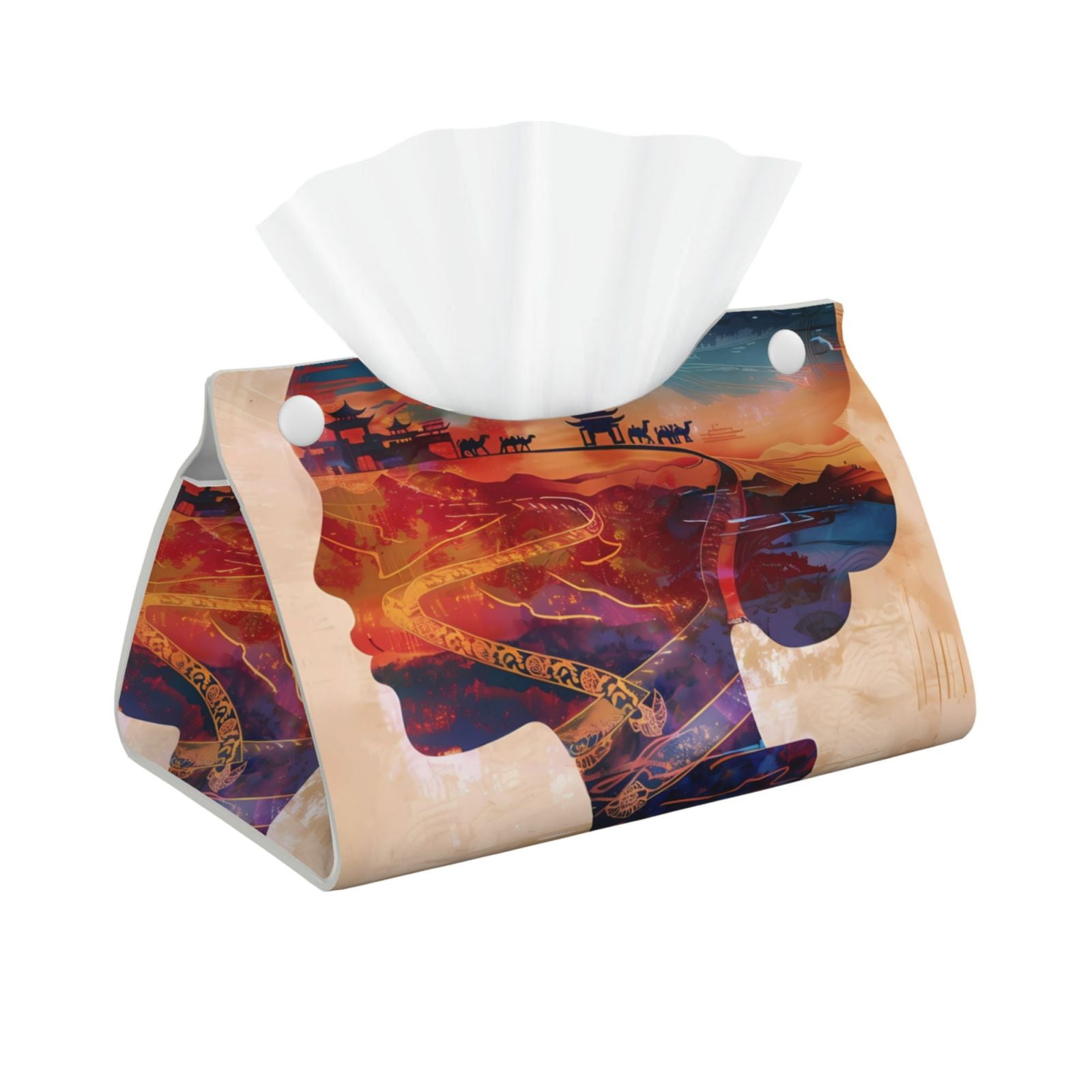 Picia Cultural Silhouette Journey Pattern Long Tissue Box Cover,PVC ...