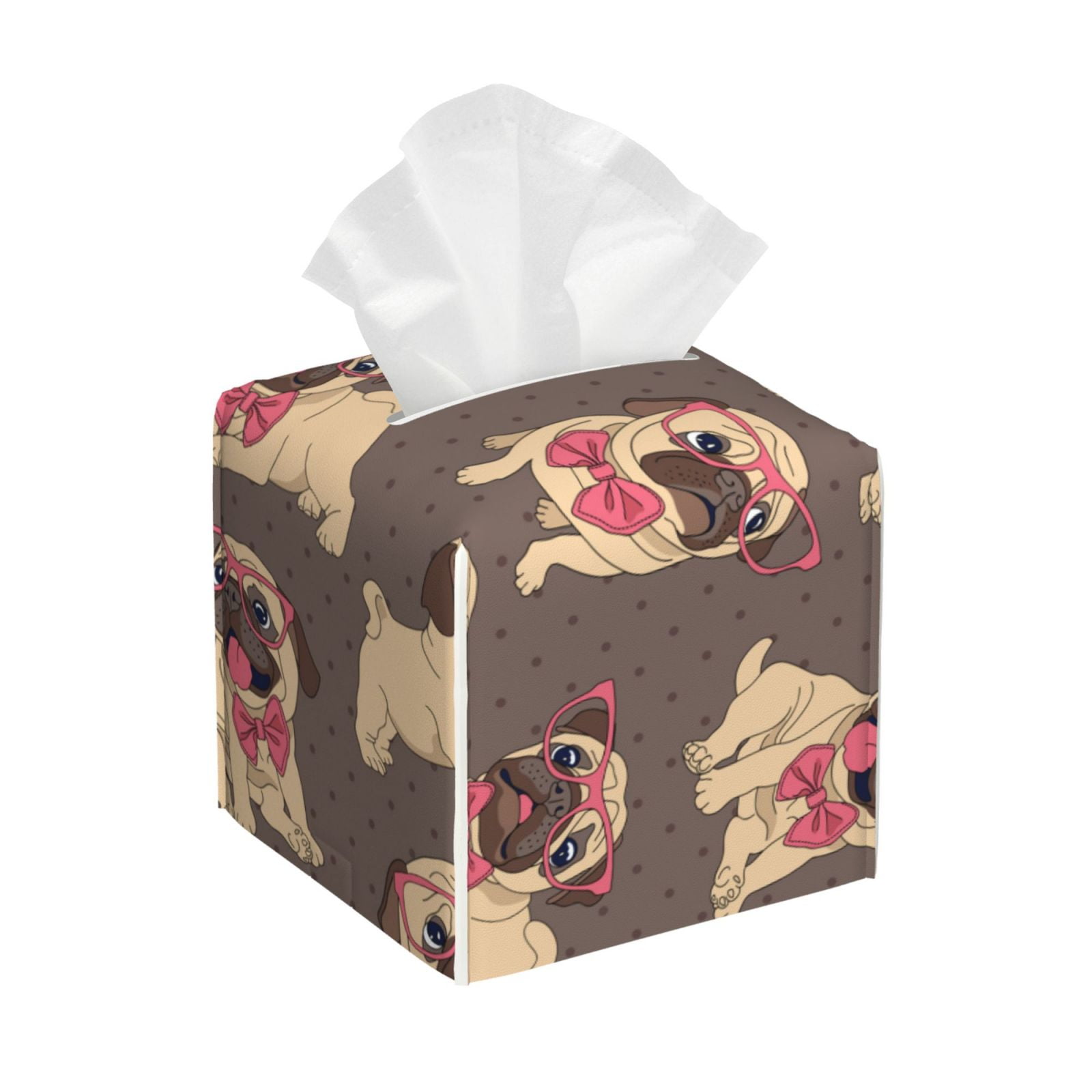 Picia Cut Pug Pattern Tissue Box Cover,PVC Leather Square Holder,Tissue ...