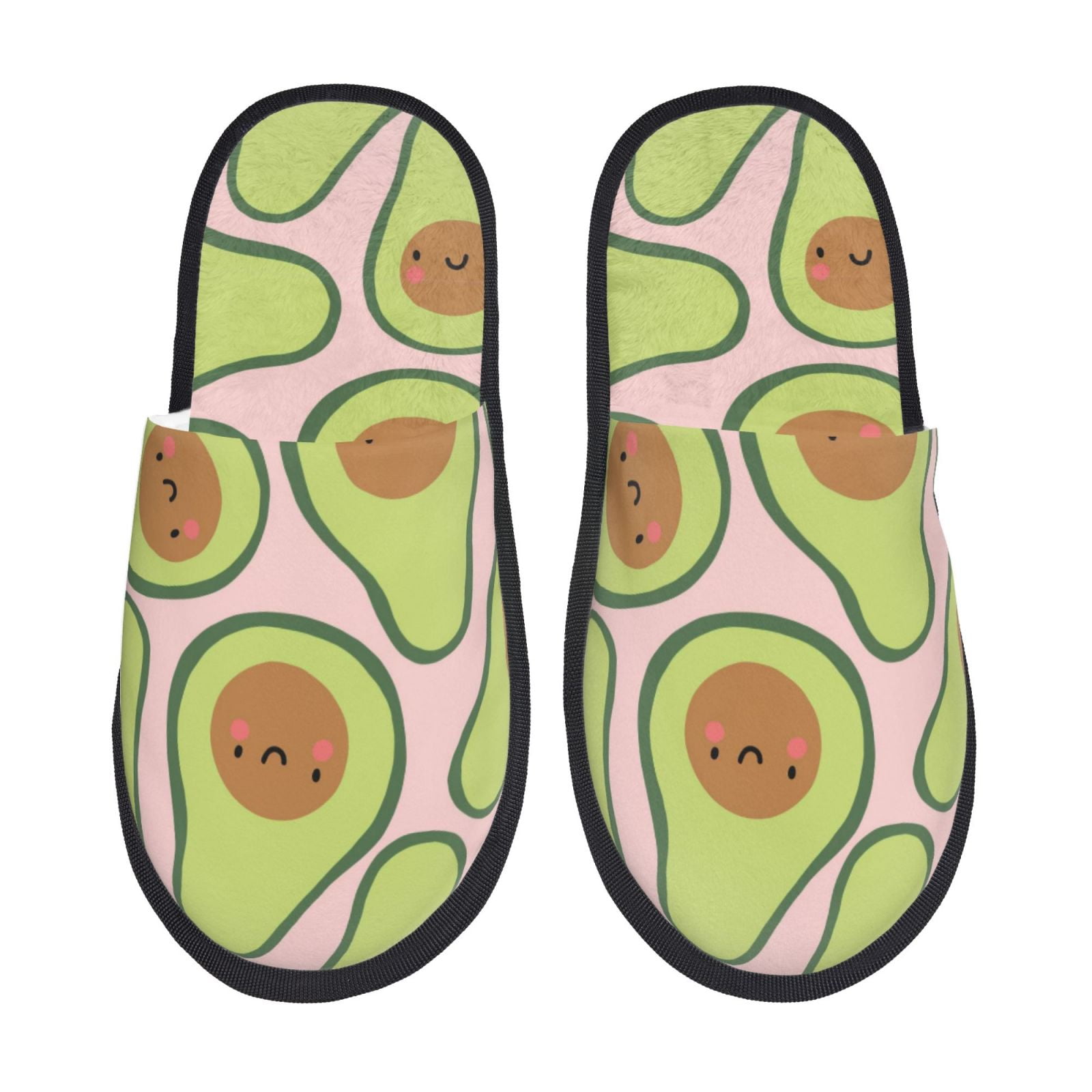 Picia Cute Avocado Print Women's Fuzzy Fluffy House Slippers Plush ...