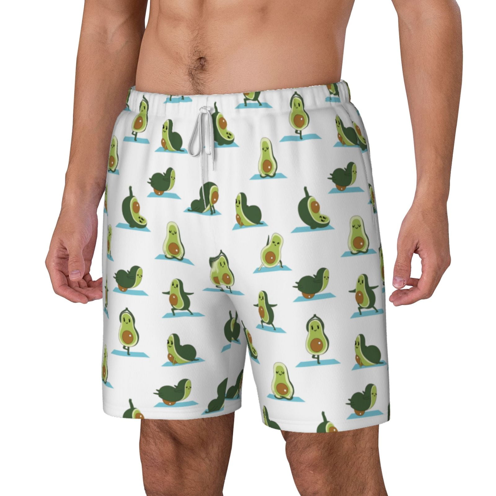 Picia Cute Avocado Yoga pattern Mens Swim Trunks with Compression Liner ...