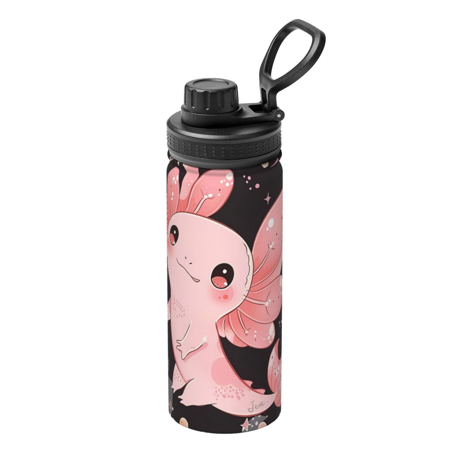 Picia Cute Axolotl Sakura Blossoms A Pattern Water Bottle 18 oz ...