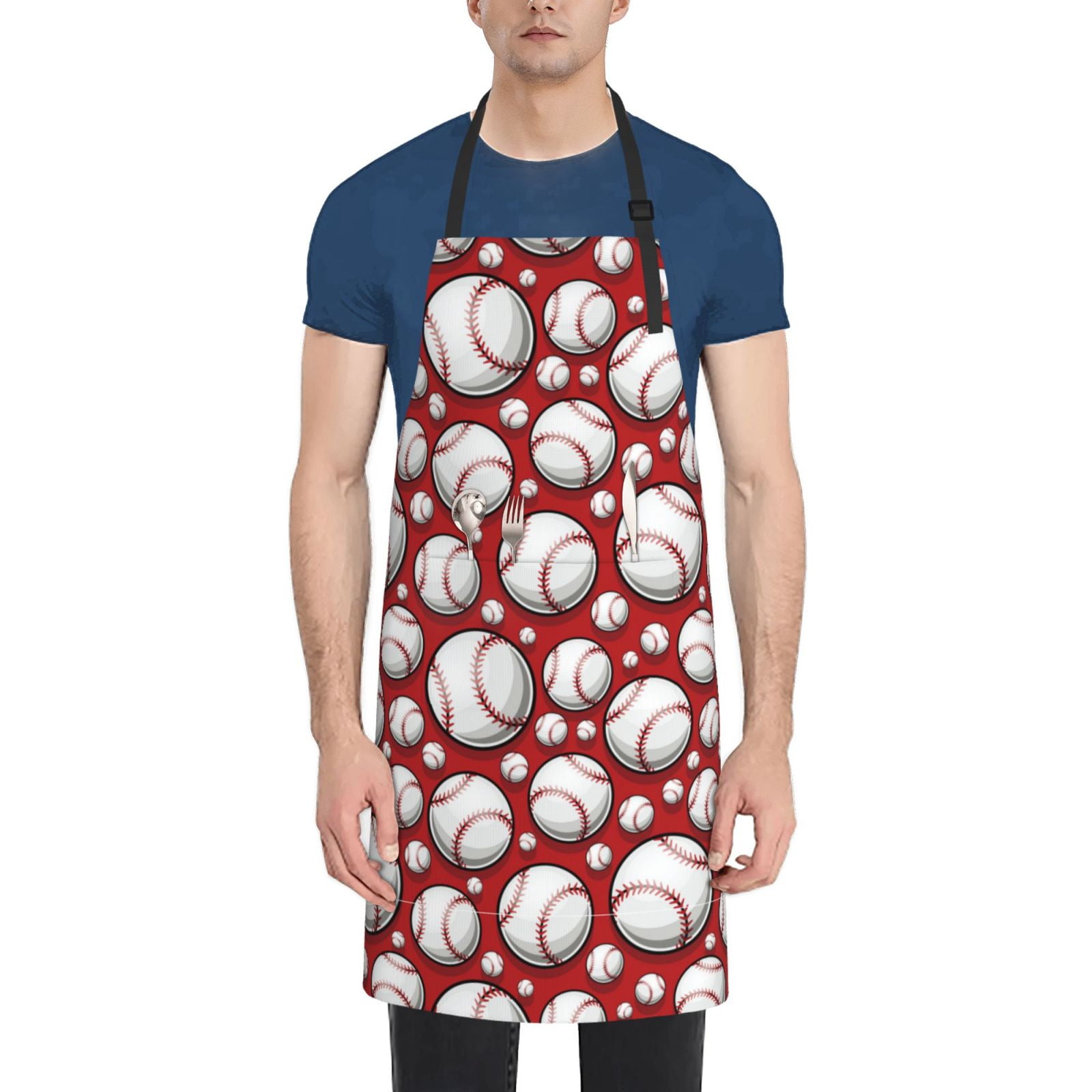 Picia Cute Baseball Waterproof Apron for Unisex Adult - Adjustable Bib ...