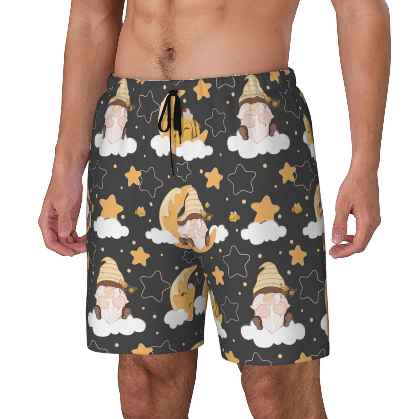 Picia Cute Bee Gnome pattern Mens Swim Trunks with Compression Liner ...