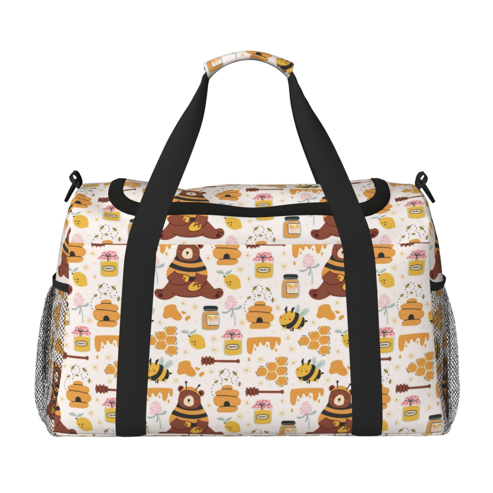 Picia Cute Bee Honey Jar Hive Bear Print Travel Duffle Bag,Weekender ...