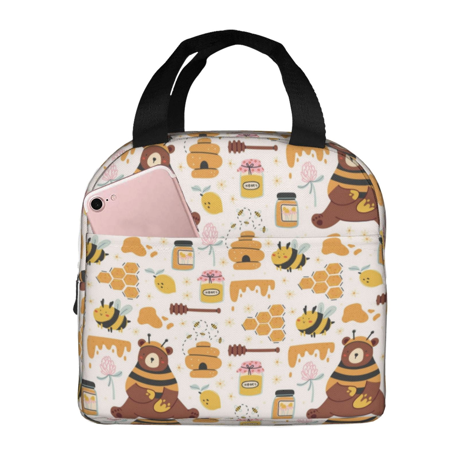 Picia Cute Bee Honey Jar Hive Bear Printed Lunch box Lunch bag for Men ...