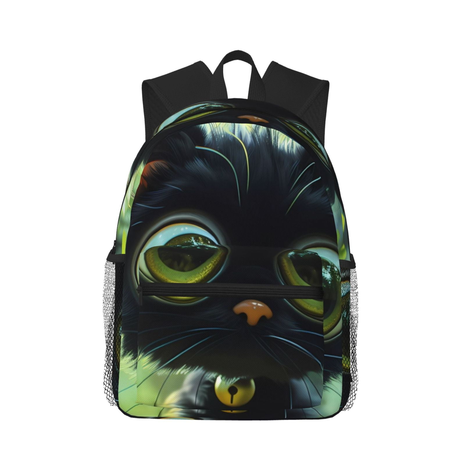 Picia Cute Big-Eyed Black Cat Large Capacity Backpack Classic Style ...