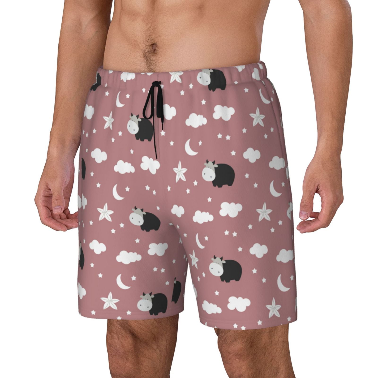Picia Cute Calf pattern Mens Swim Trunks with Compression Liner Stretch ...