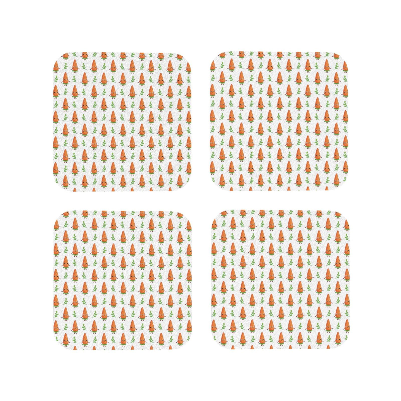 Picia Cute Carrot Print Printed Leather Coasters for Drinks, 4" Drink ...