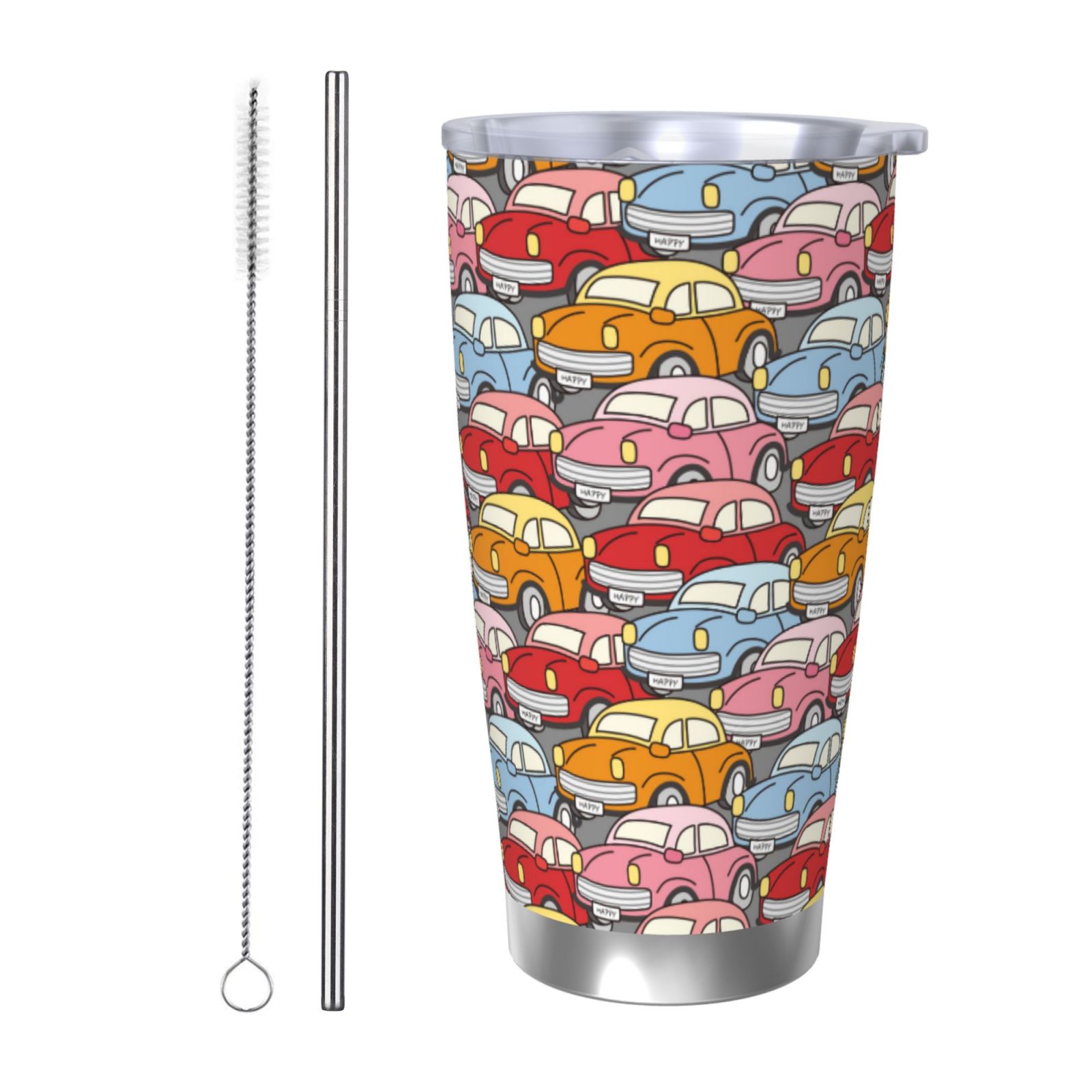 Picia Cute Cars Pattern 20 oz Tumbler Stainless Steel Vacuum Insulated ...