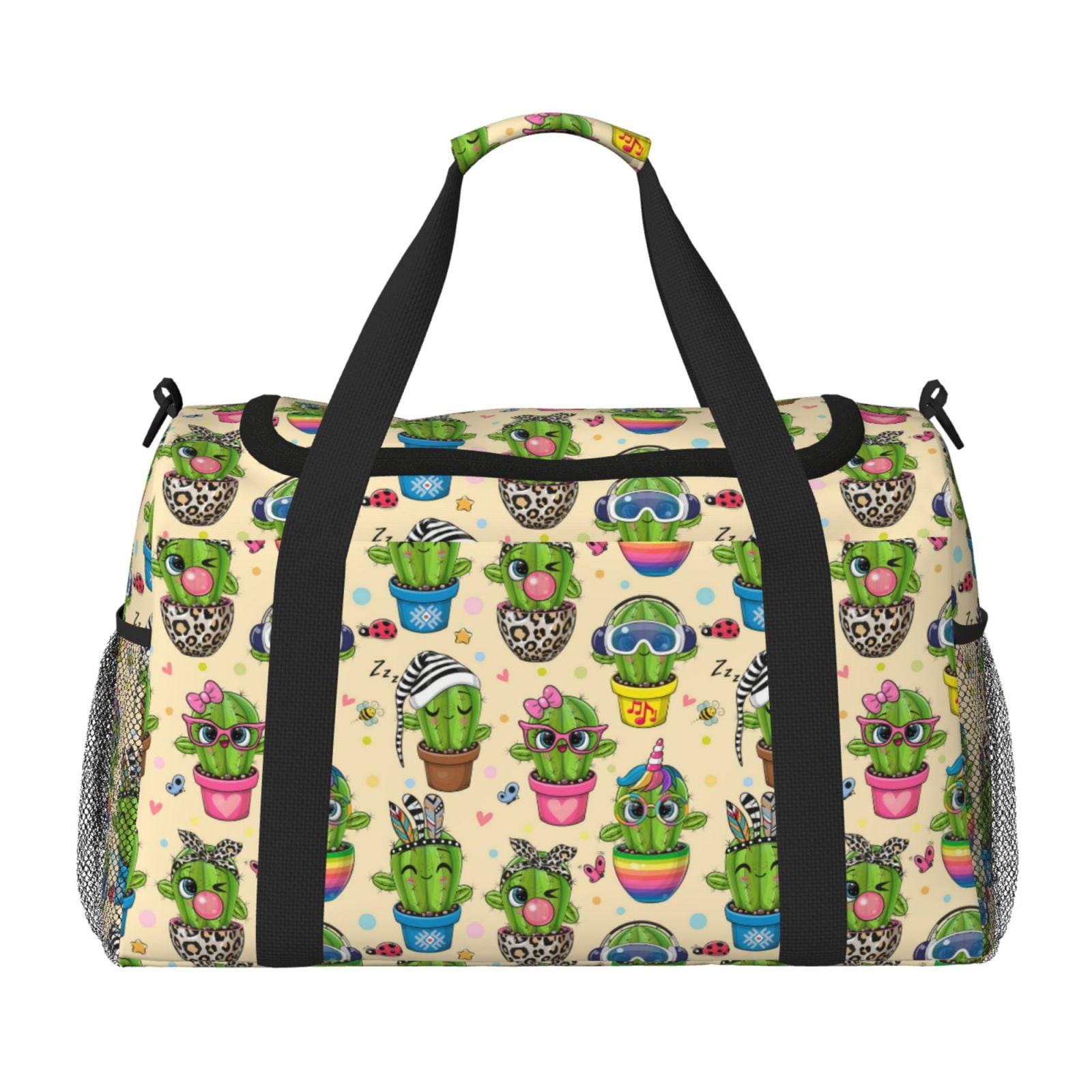 Picia Cute Cartoon Cactus Print Travel Duffle Bag,Weekender Bags for ...
