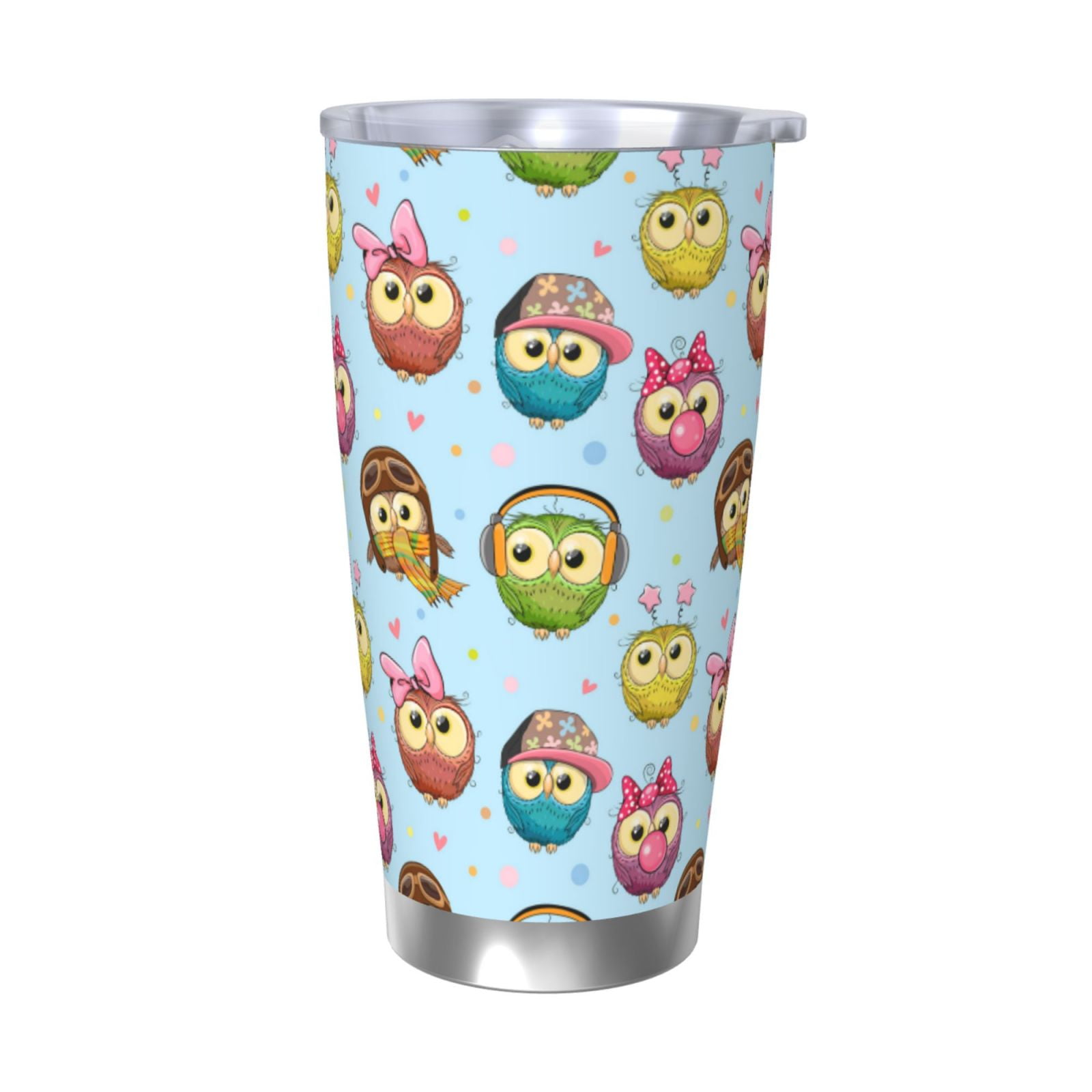 Picia Cute Cartoon Owls 3 Pattern 20 oz Tumbler Stainless Steel Vacuum ...