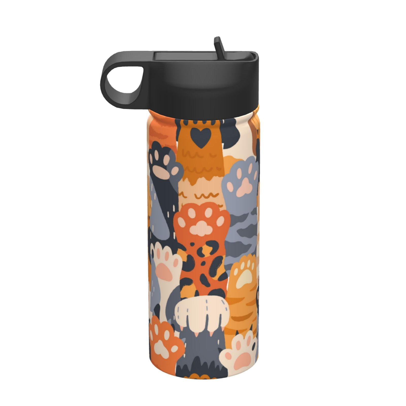 Picia Cute Cat Paw Pattern 18oz Sports Insulated Kettle With Straw ...