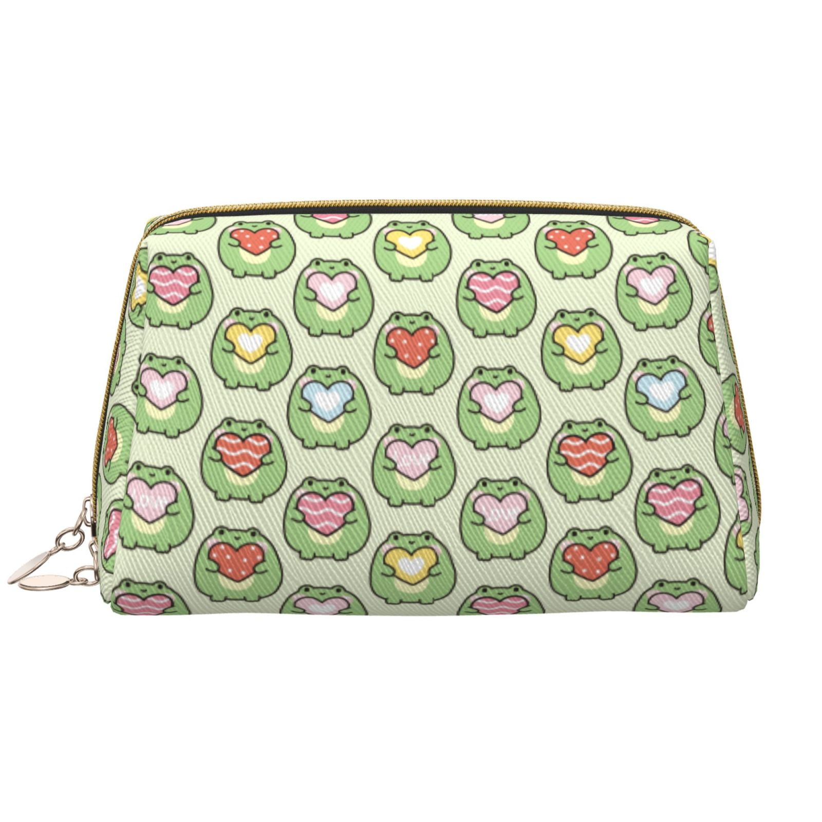 Picia Cute Chubby Frog Print Leather Makeup Bag Make Up Bag Travel ...