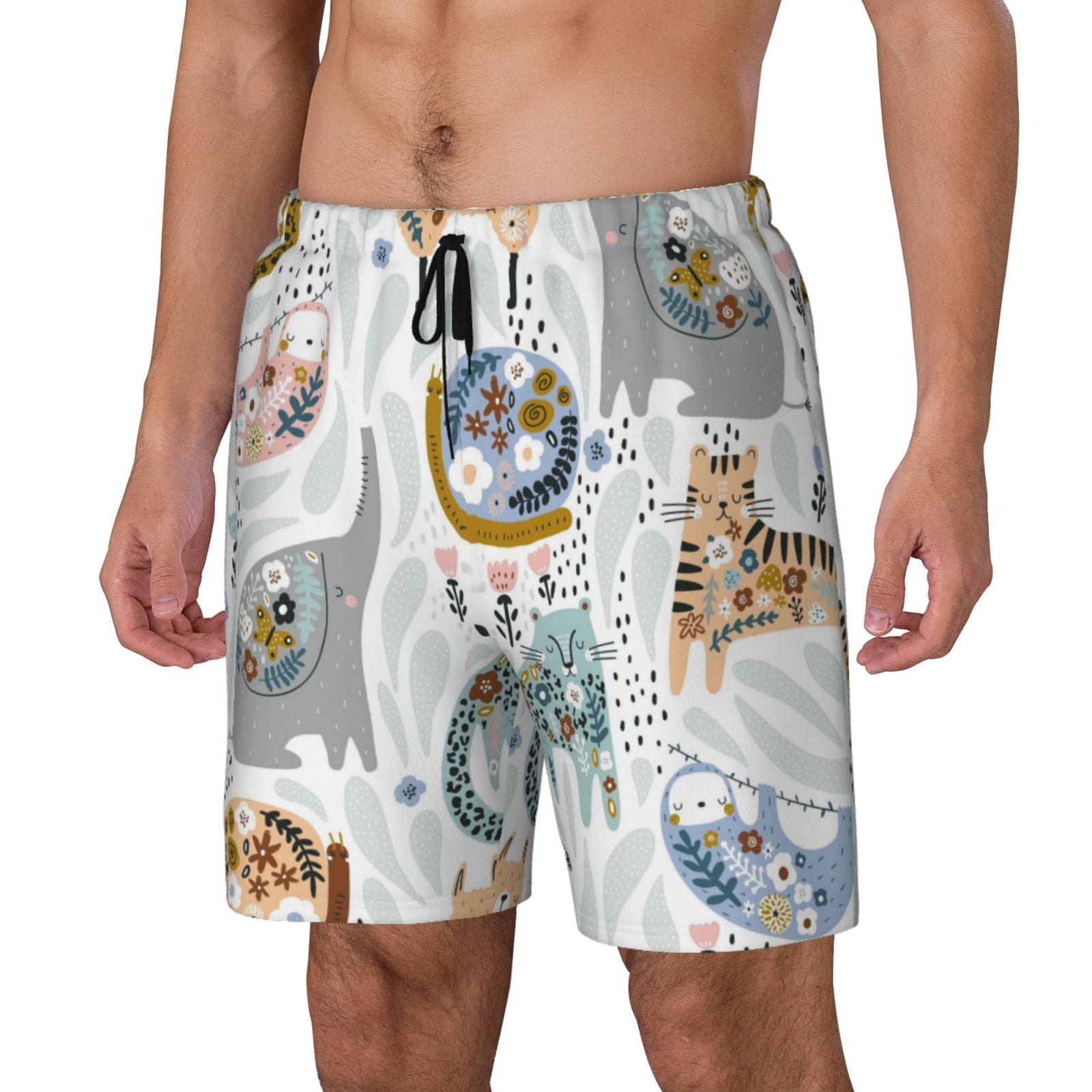 Picia Cute Colorful Animal pattern Mens Swim Trunks with Compression ...