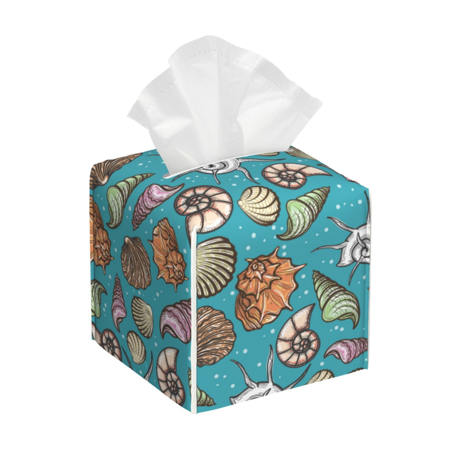 Picia Cute Conch Pattern Tissue Box Cover,PVC Leather Square Holder ...